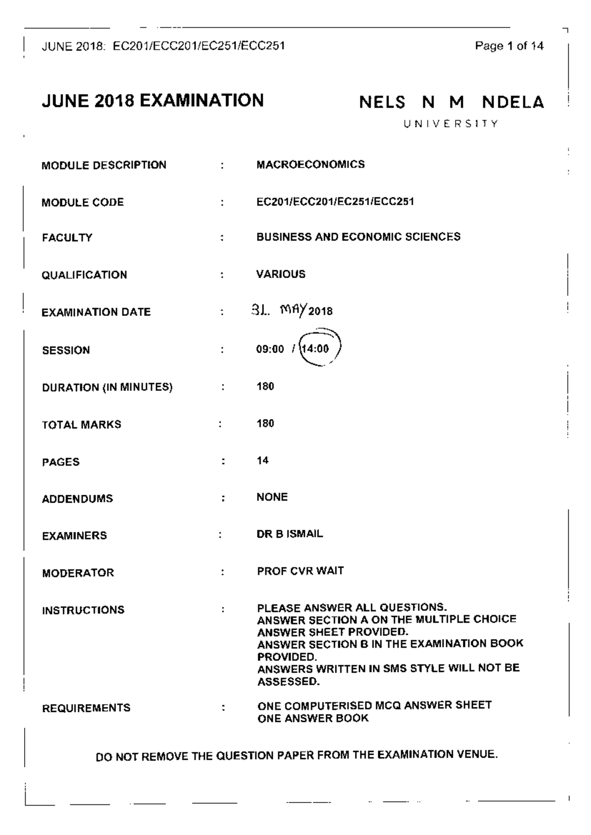 EC 201 June 2018 - Past Exam Paper Compilation - Studocu