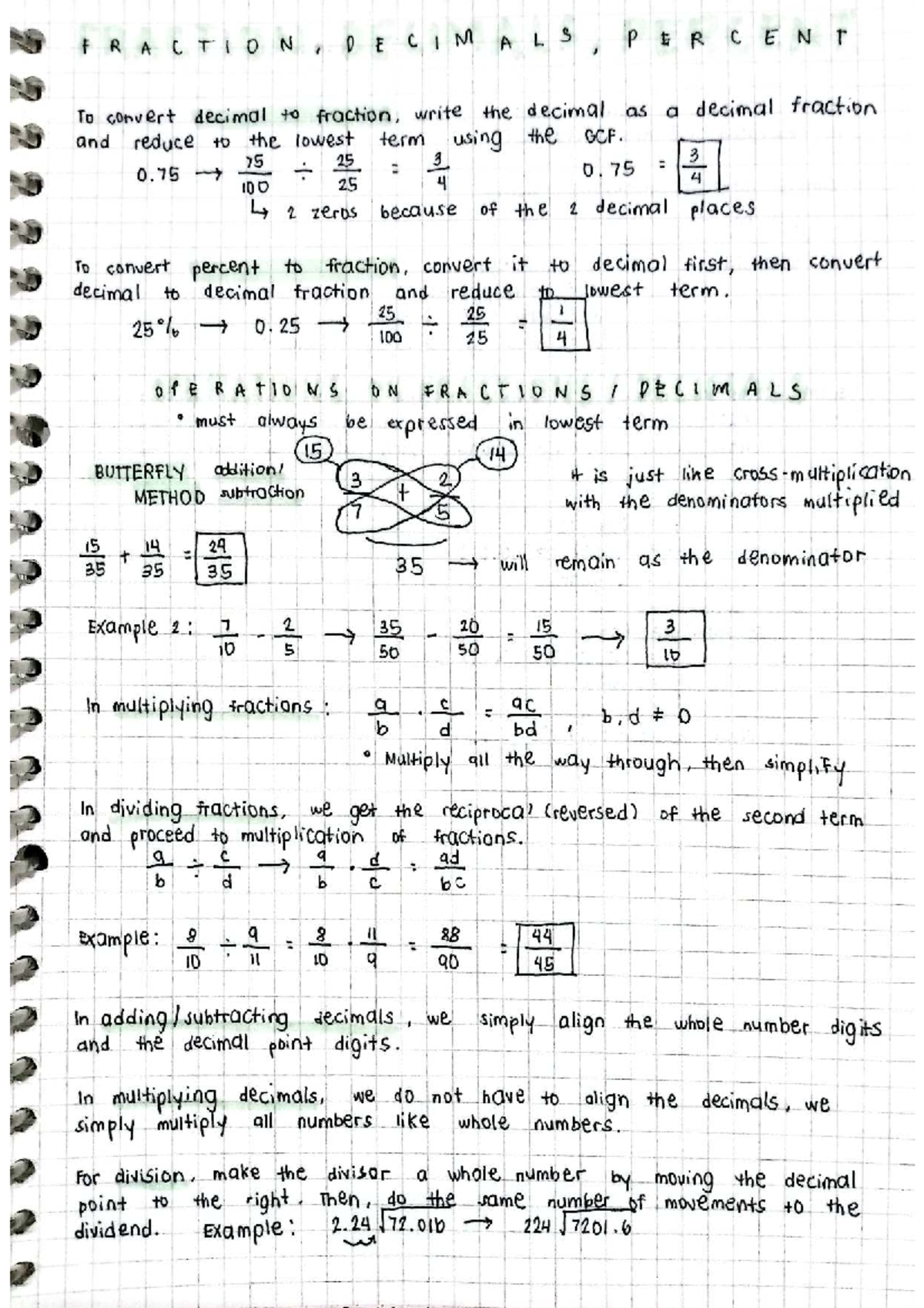 FRACTION, DECIMAL, & PERCENT CONVERSION GUIDE - Studocu