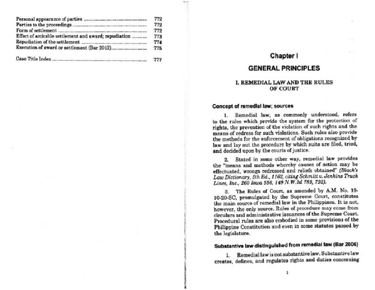 Civil Procedure Volume I: General Principles (Bar 2012) - Studocu