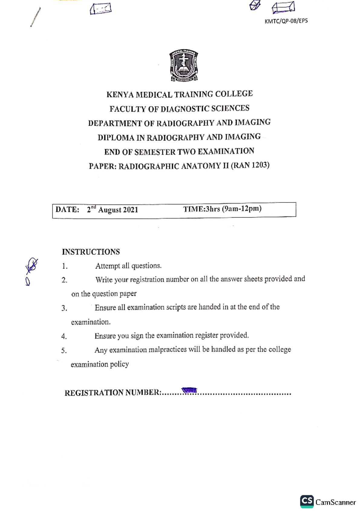 RAN 1203 Final Exam - Radiographic Anatomy II Quiz Questions - Studocu
