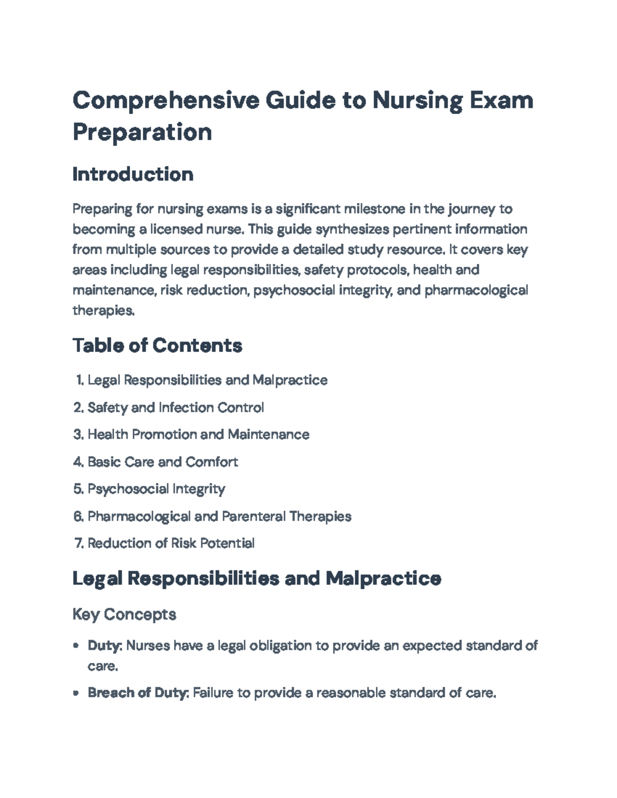 Nursing Exam Prep Guide: Key Concepts for Success in NURS101 ...