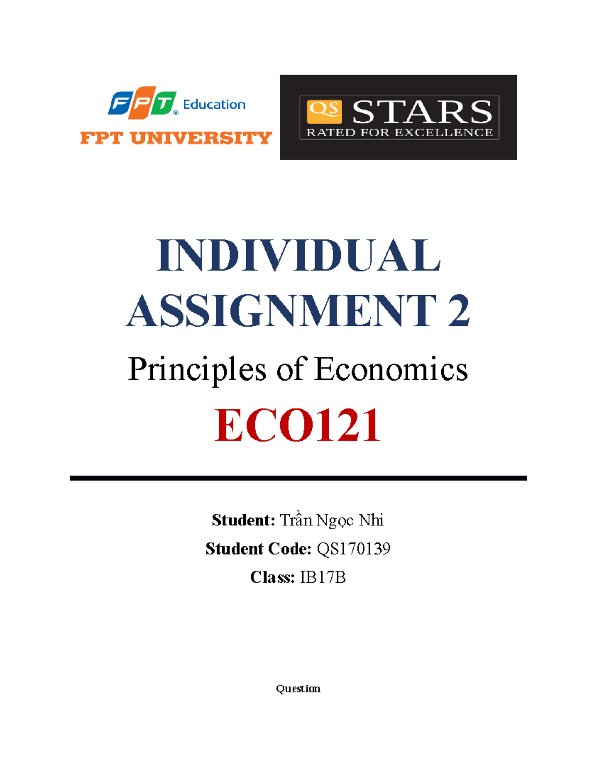 TRAN NGOC NHI Individual Assignment 2 IB17B - INDIVIDUAL ASSIGNMENT 2 ...