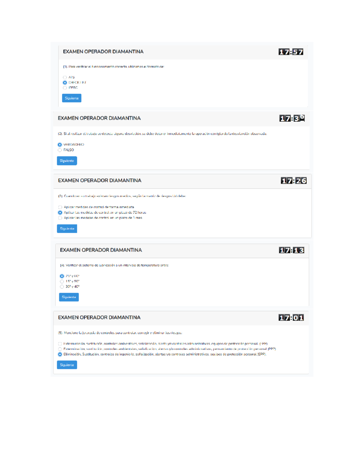 Examen Operador - EXAMEN OPERADOR DIAMANTINA 17:57 (1). Para verificar el funcionamiento ...