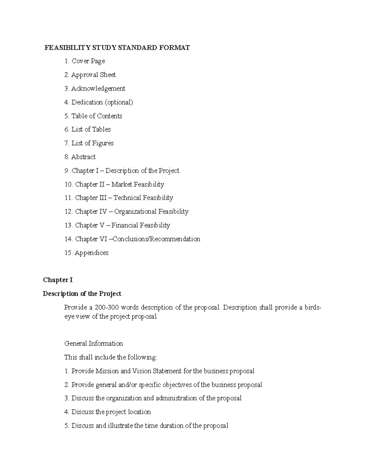 Feasibility Study Standard Format: A Comprehensive Guide - Studocu