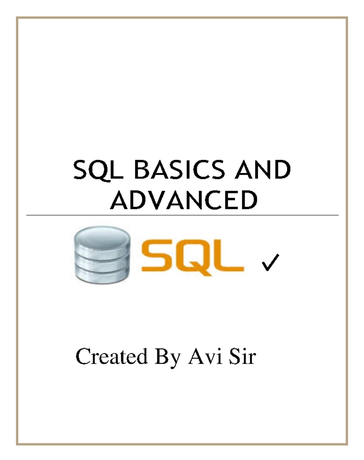SQL Basics and Advanced Notes - Comprehensive Guide - Studocu
