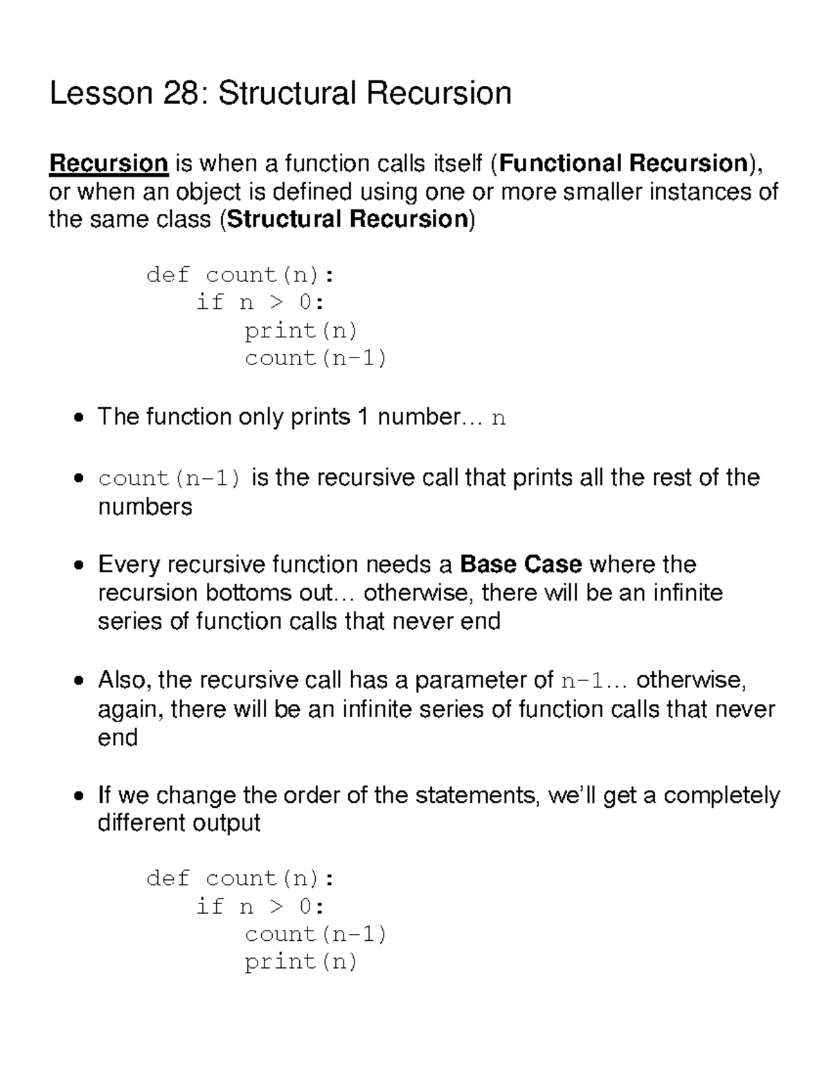 Lesson 28: Structural Recursion - Studocu
