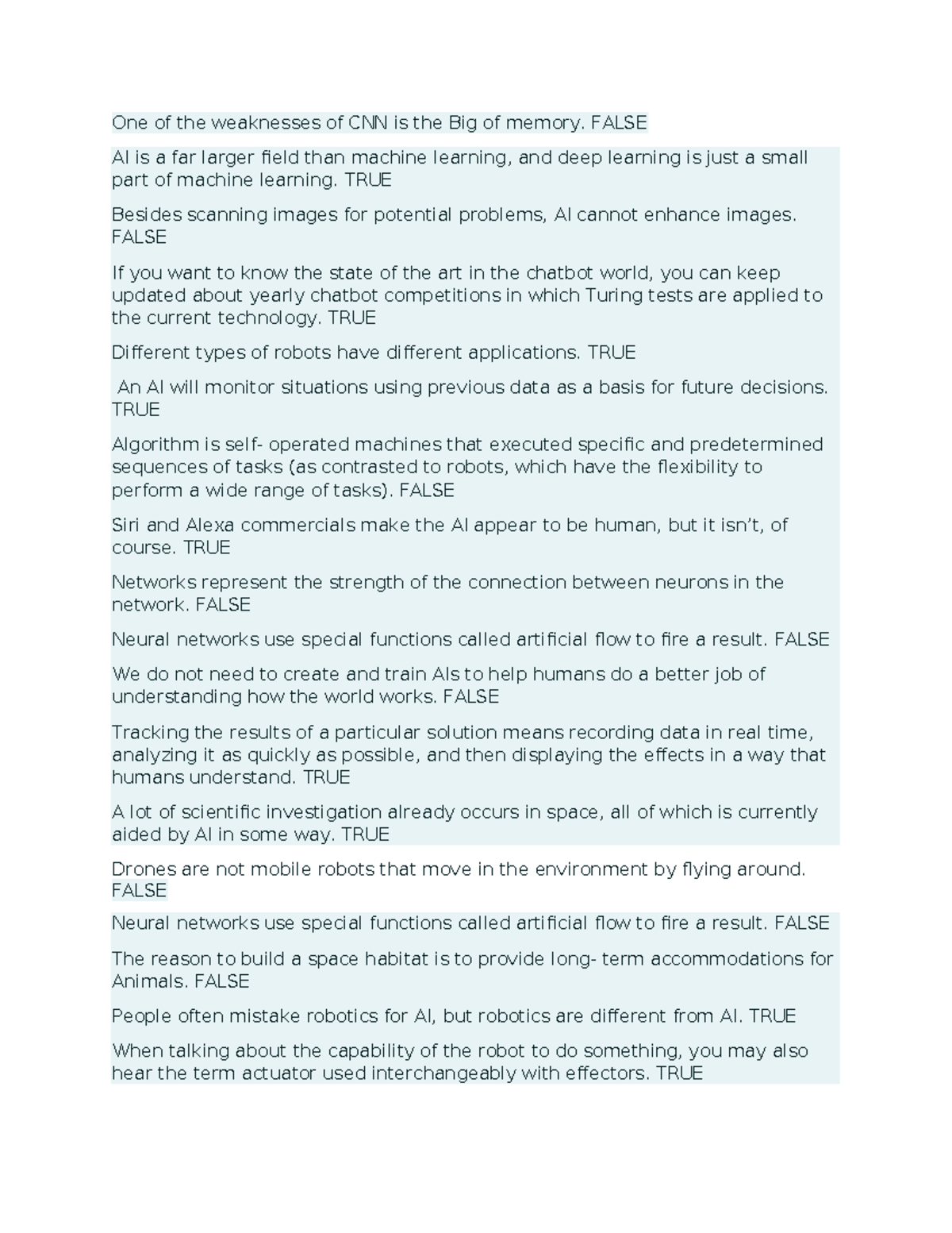 CYBS - AI & Machine Learning Key Concepts and True/False Insights - Studocu