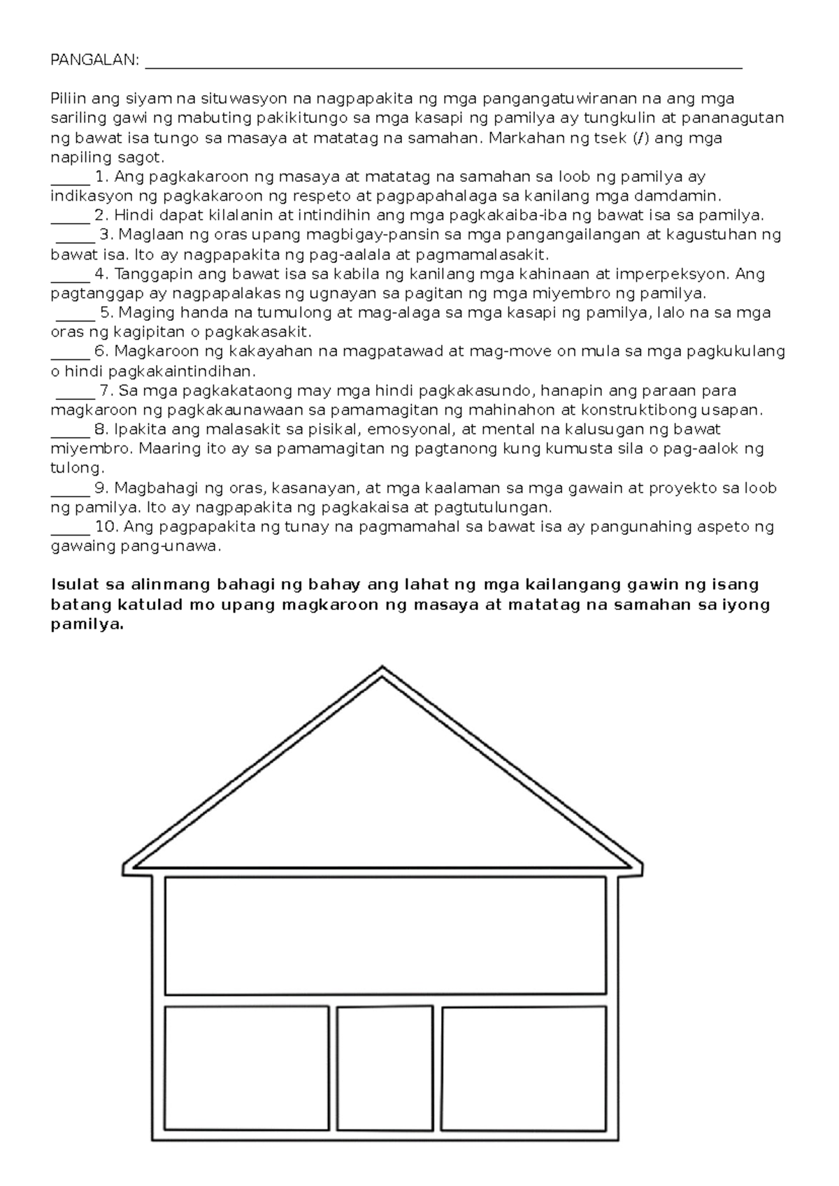 GMRc Week 2 Worksheet: Pagpapakita ng Mabuting Pakikitungo sa Pamilya ...