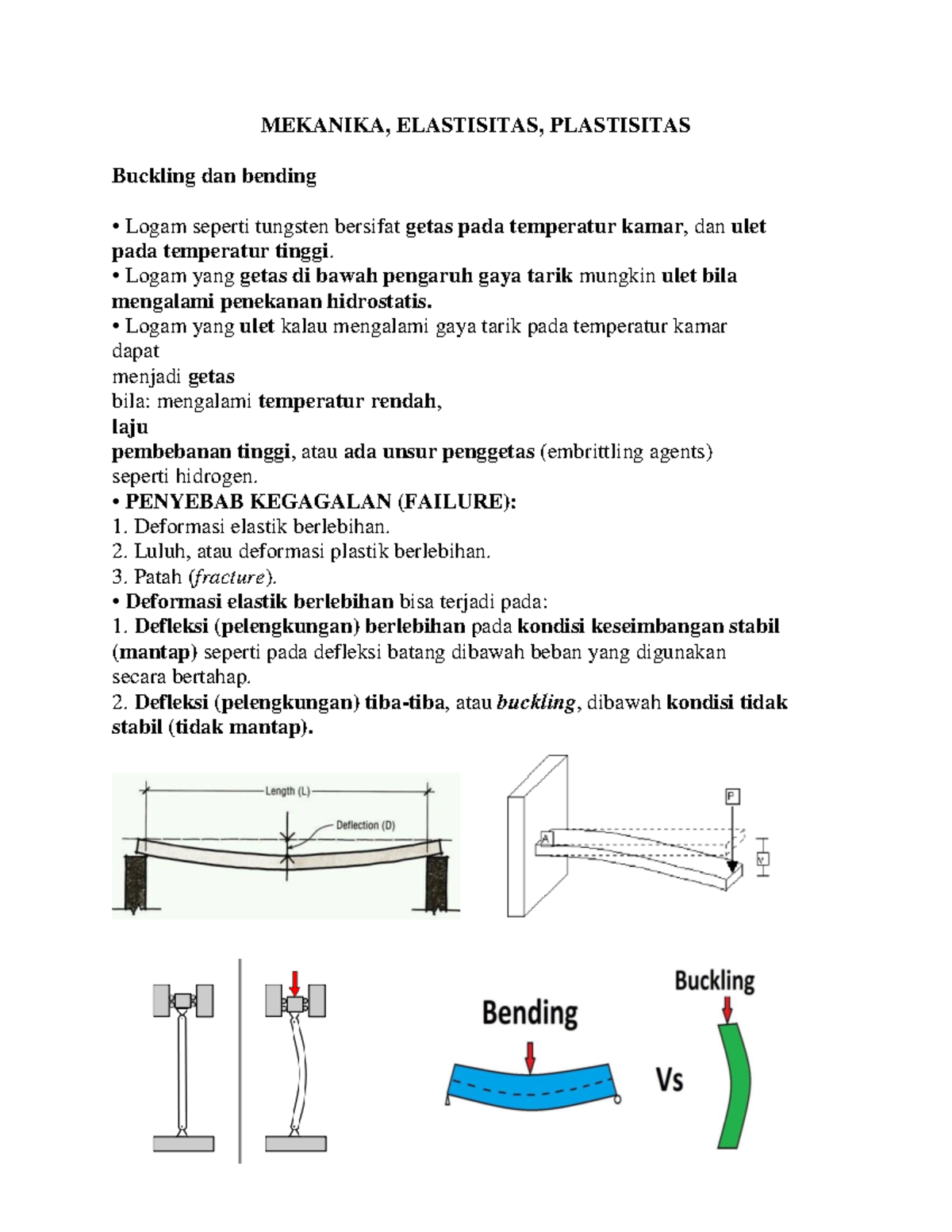 Bending dan Buckling pada Logam: Mekanika dan Deformasi - Studocu