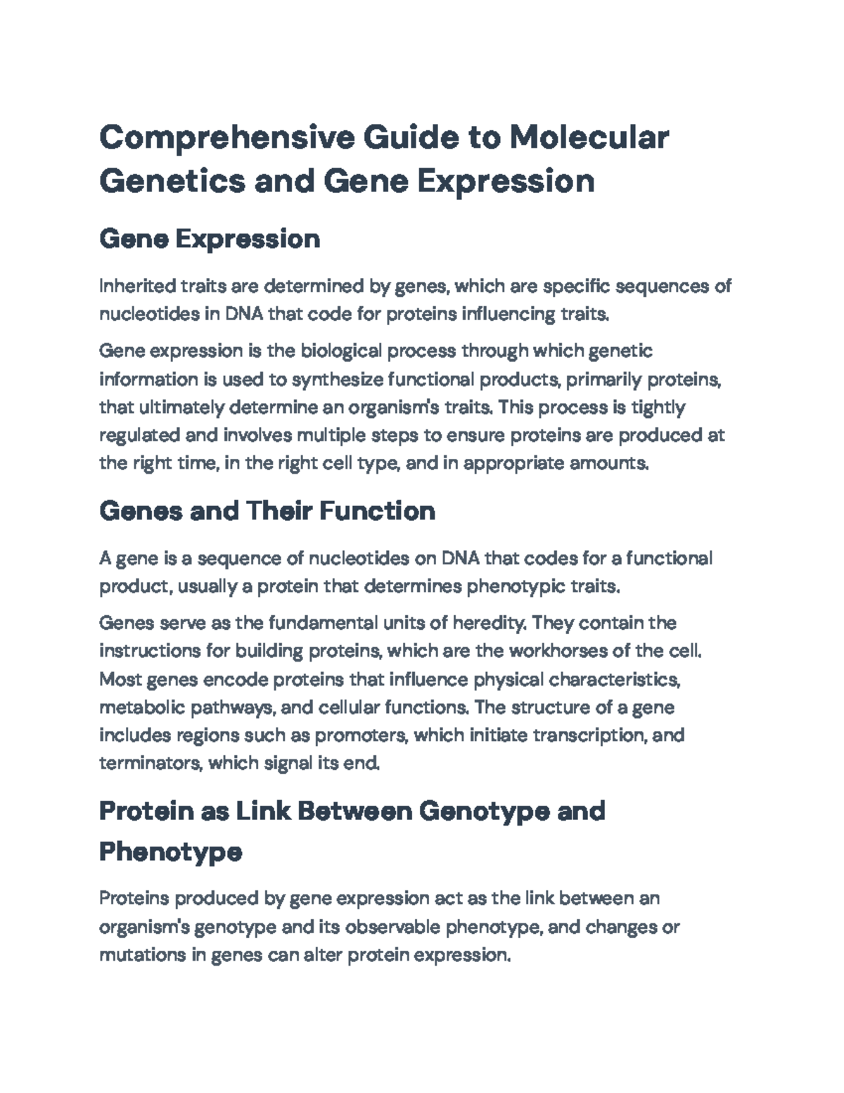 Comprehensive Study Guide on Molecular Genetics & Gene Expression - Studocu