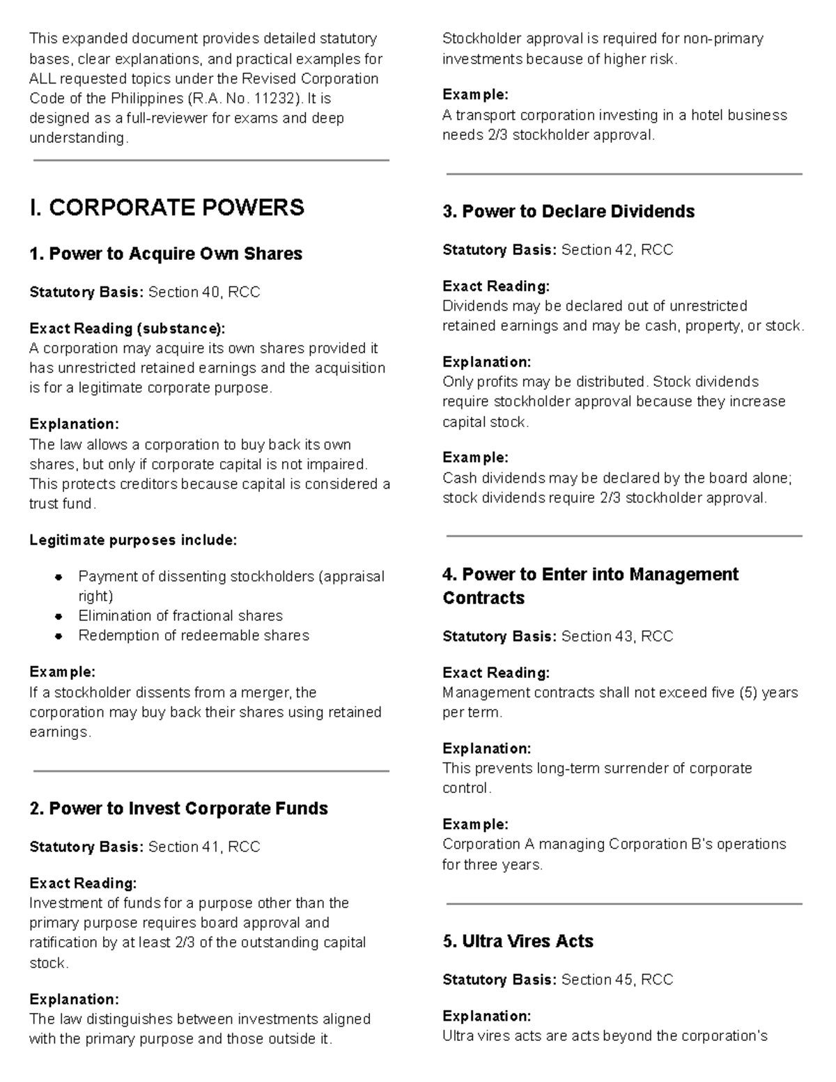 CORP 11232: Expanded Notes on the Revised Corporation Code of the ...