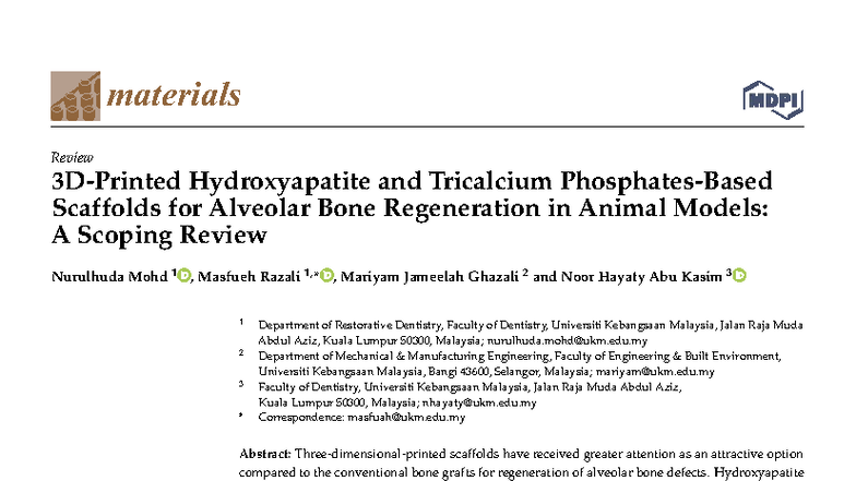Materials Review: Hydroxyapatite & Tricalcium Scaffolds for Alveolar ...