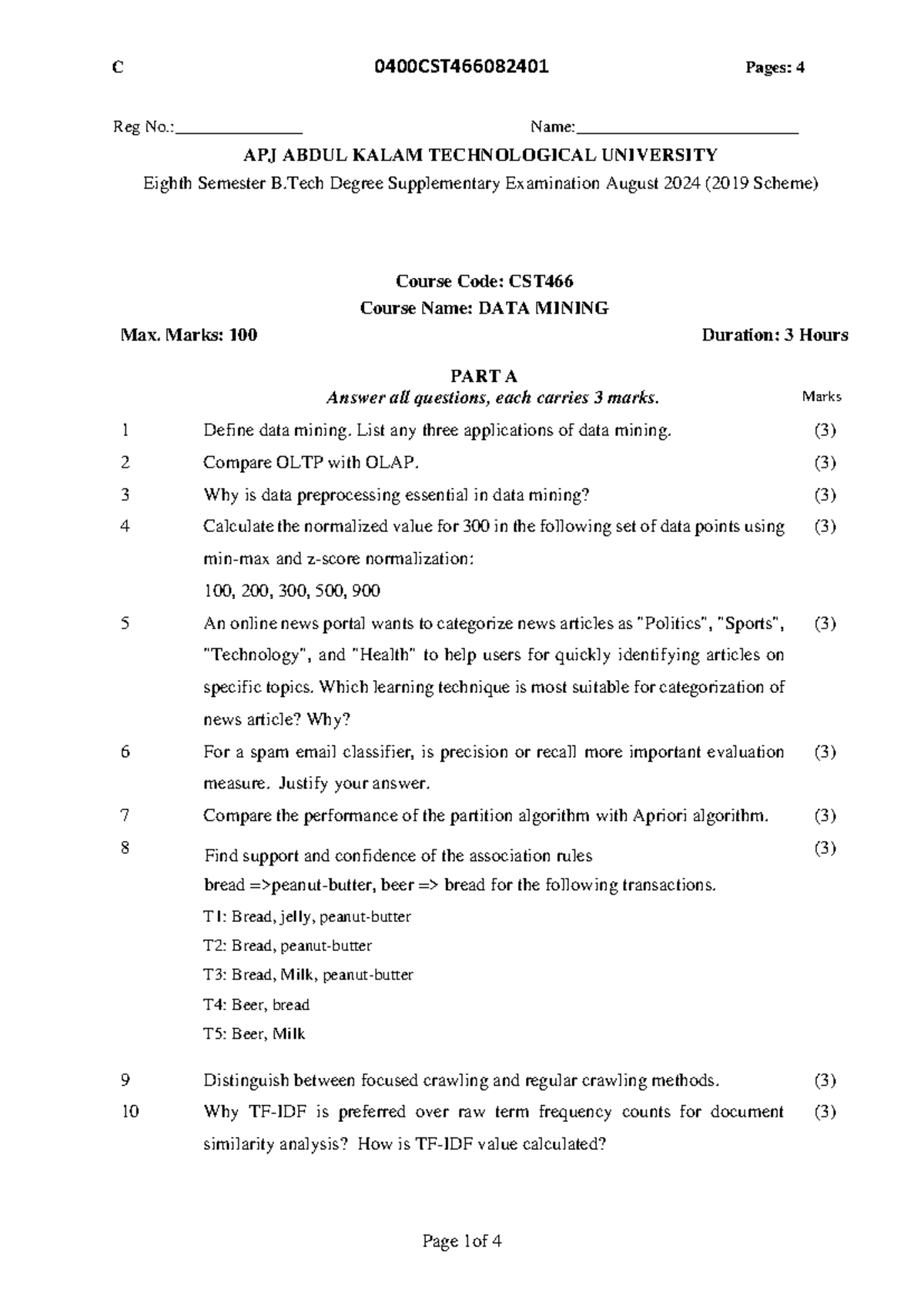 CST466-QP - Solved question paper - 0400CST4660 82401 Course Code: CST ...