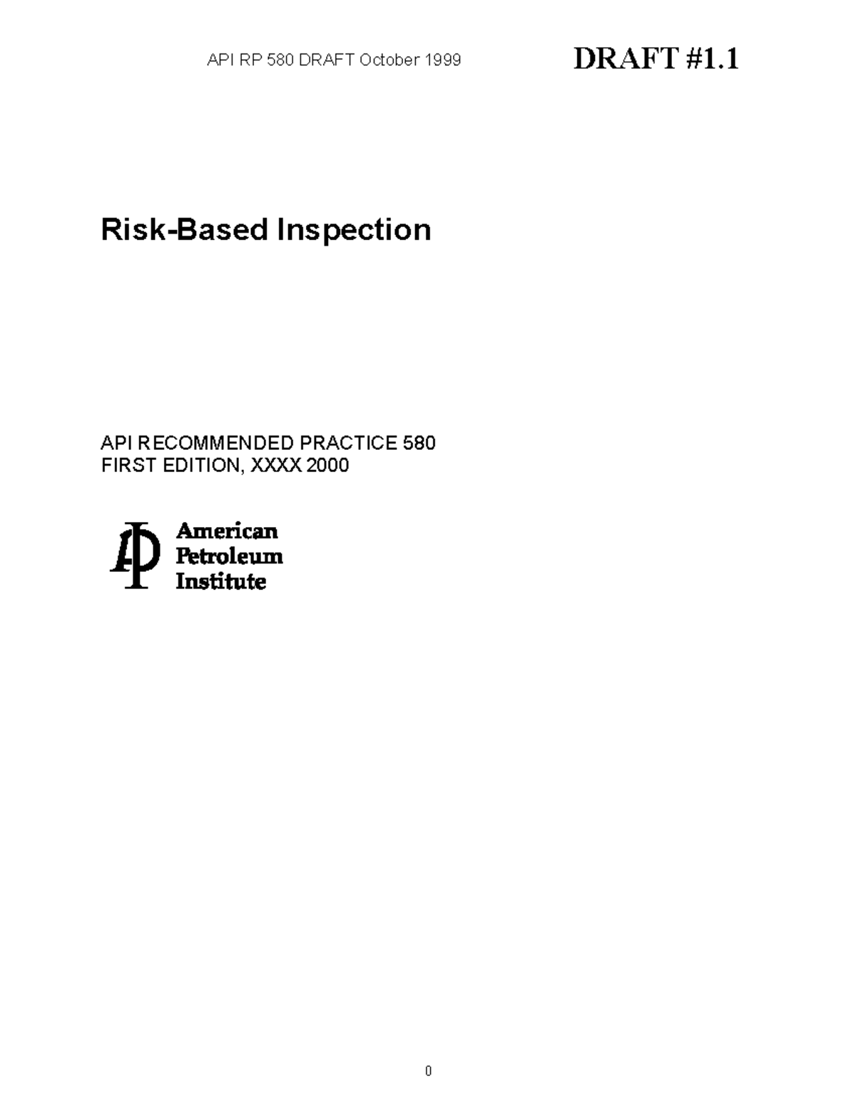 API RP 580 DRAFT: Risk-Based Inspection Guidelines and Concepts - Studocu