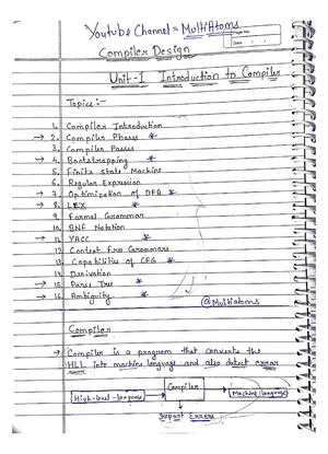 Unit 4 Compiler Design: Symbol Table Notes and Functions - Studocu