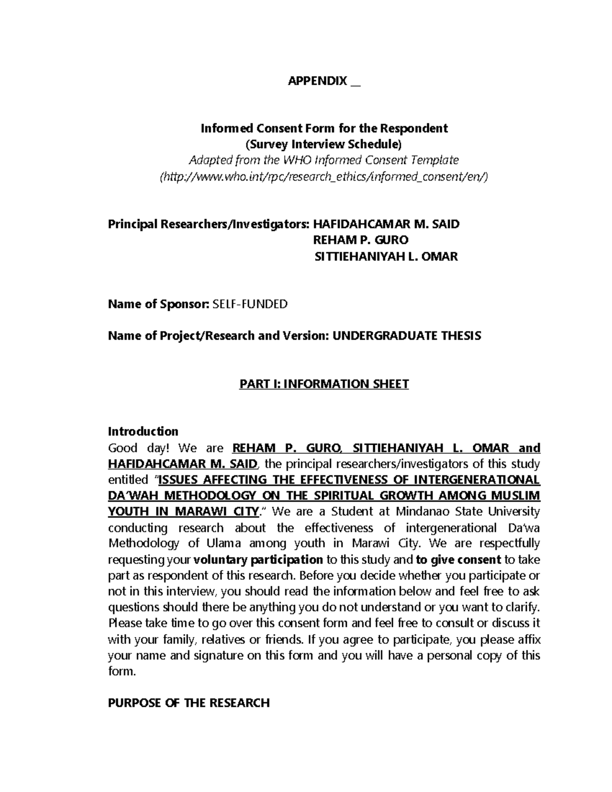 Informed Consent Form for Research on Intergenerational Methodology ...