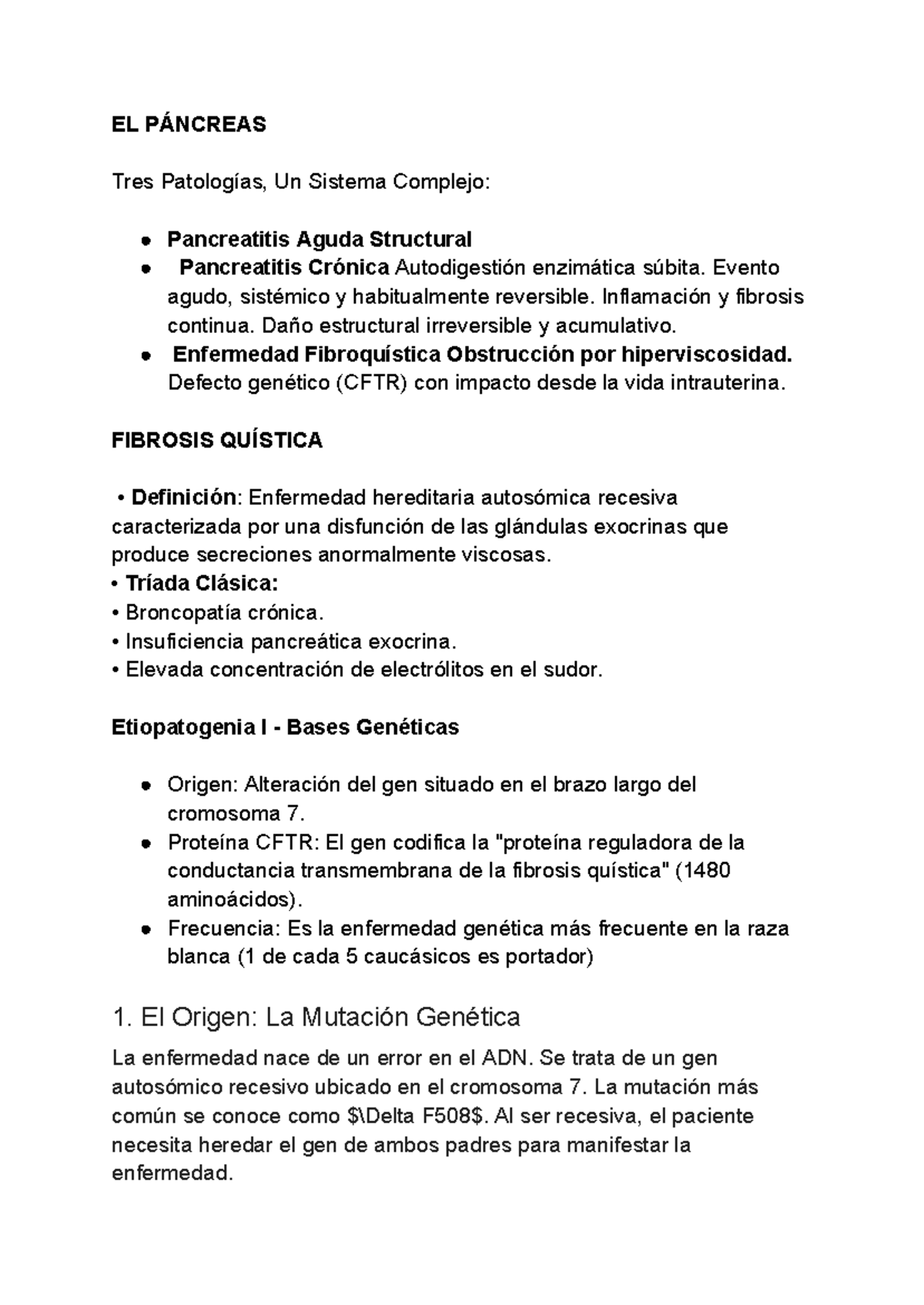 Fisiopatología del Páncreas: Pancreatitis y Fibrosis Quística (FIS-101 ...