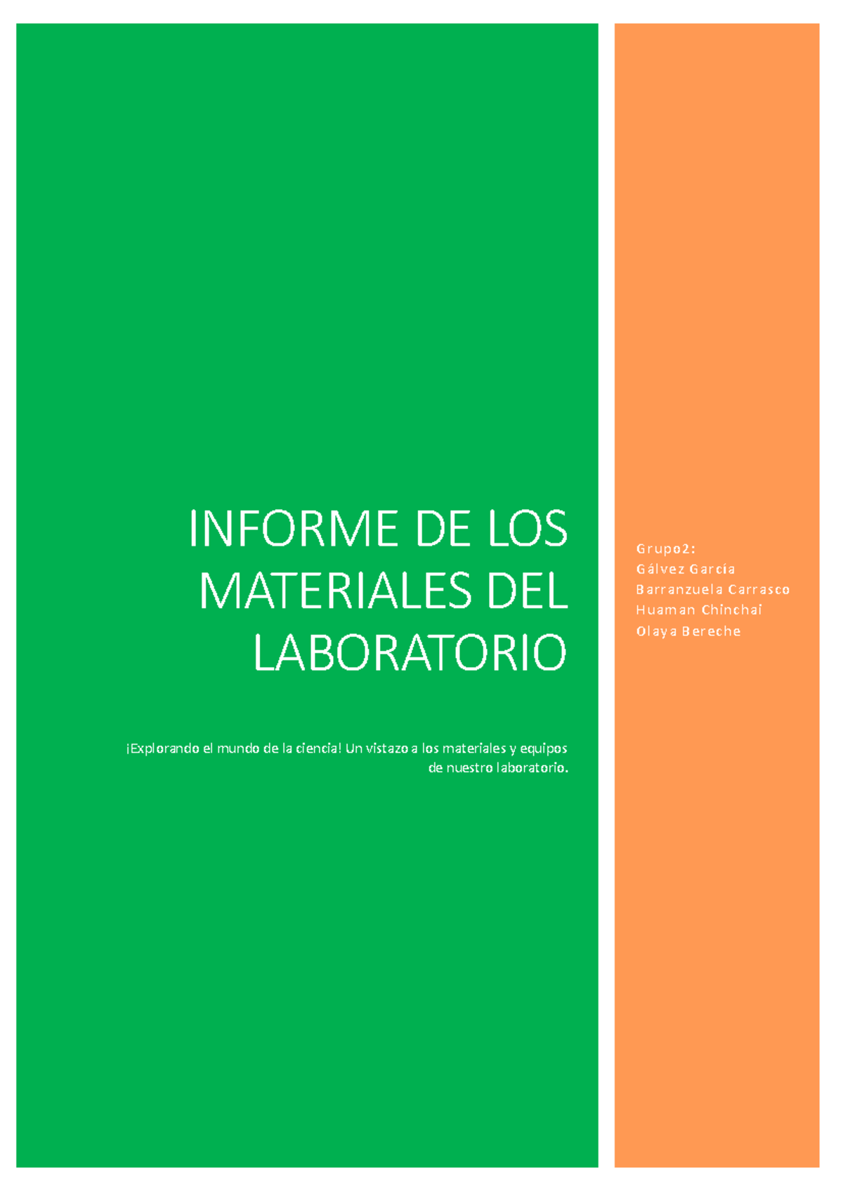 Materiales de laboratorio - INFORME DE LOS MATERIALES DEL LABORATORIO ...