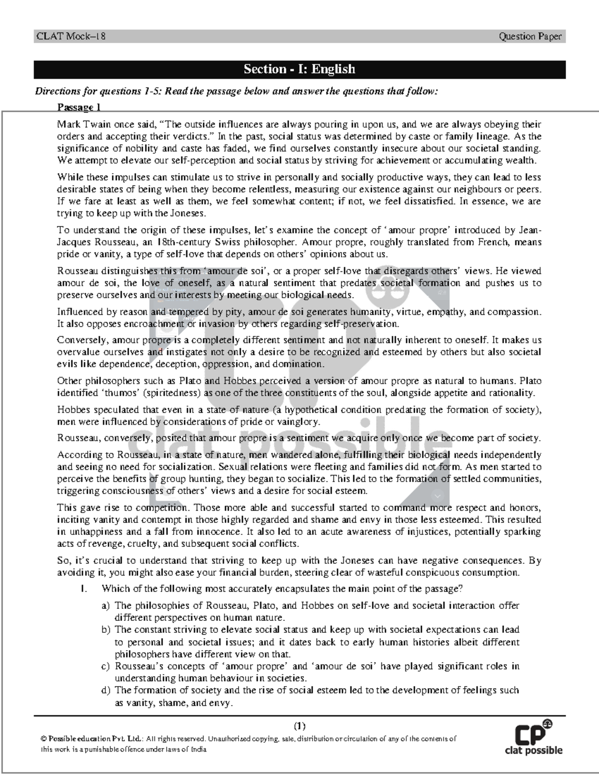 Split PDFFile 3 to 34 - This CLAT LEGAL EDGE MOCK FOR GOOD PRACTICE ...