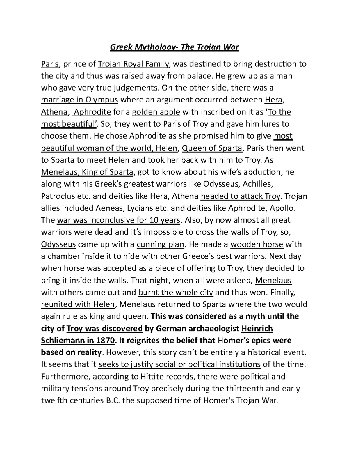 Greek Mythology: The Trojan War Overview (Course Code: GM101) - Studocu