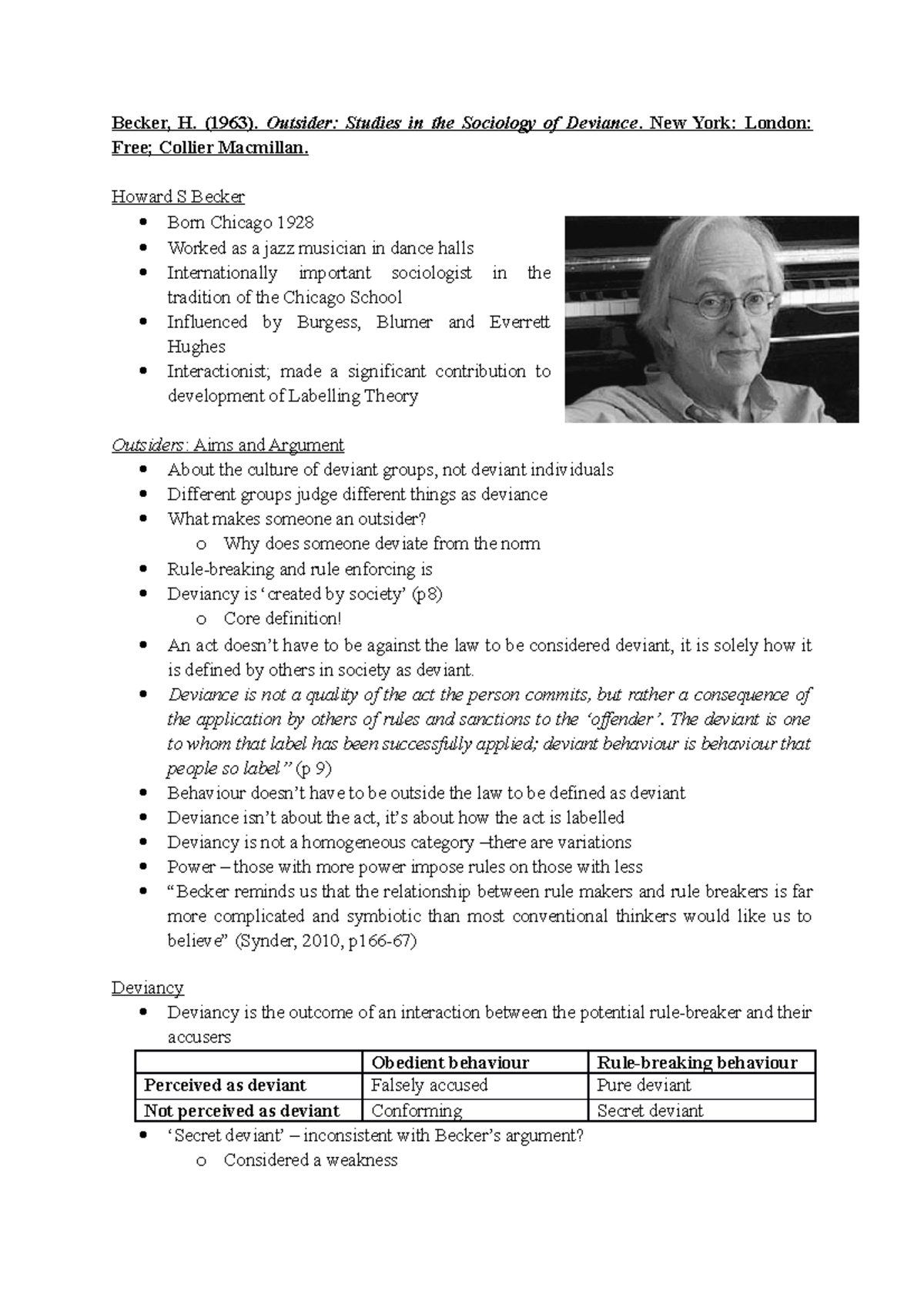 SOCI 101: Insights from _Outsider_ by Howard S. Becker on Deviance ...