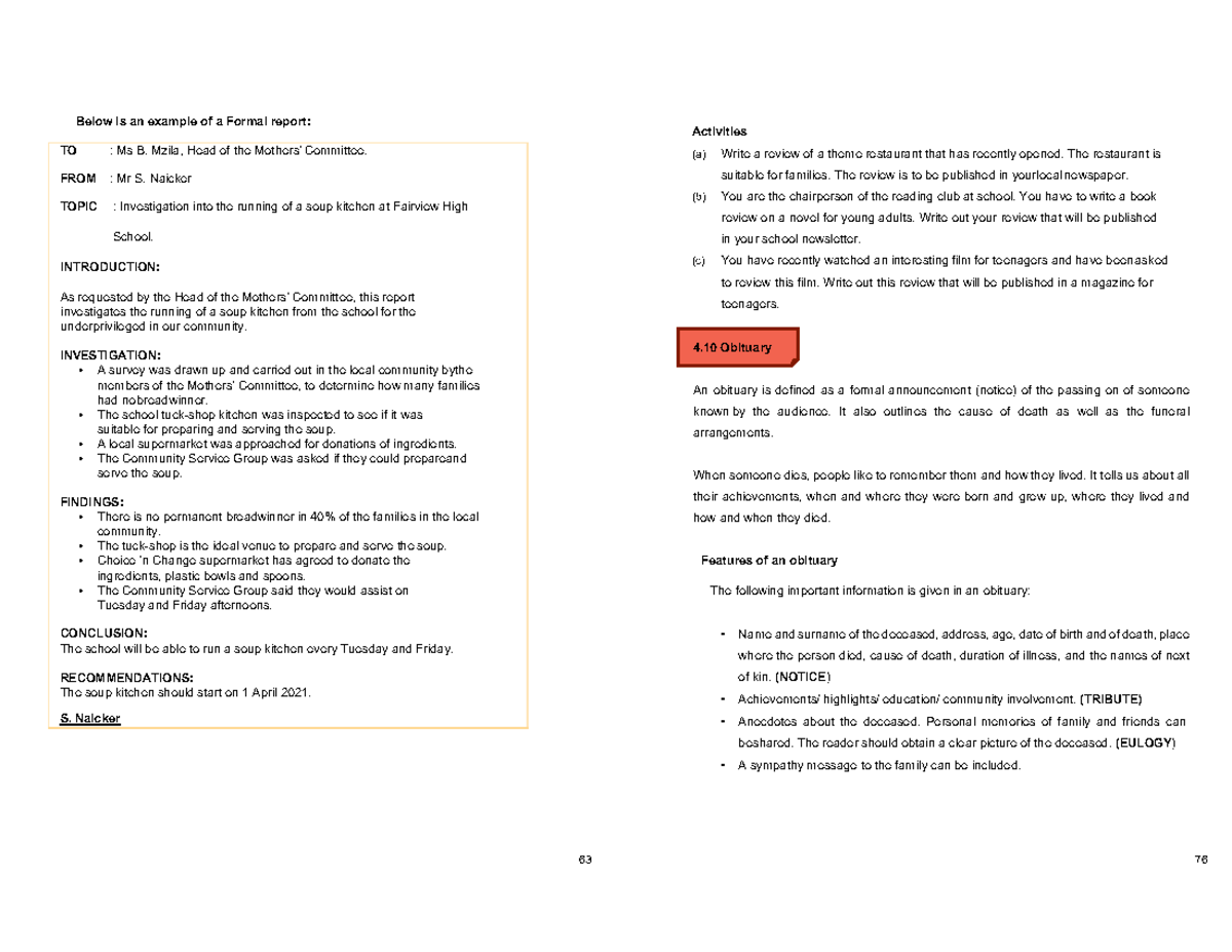 ENG 101: Formal Report and Email Writing Guidelines - Studocu