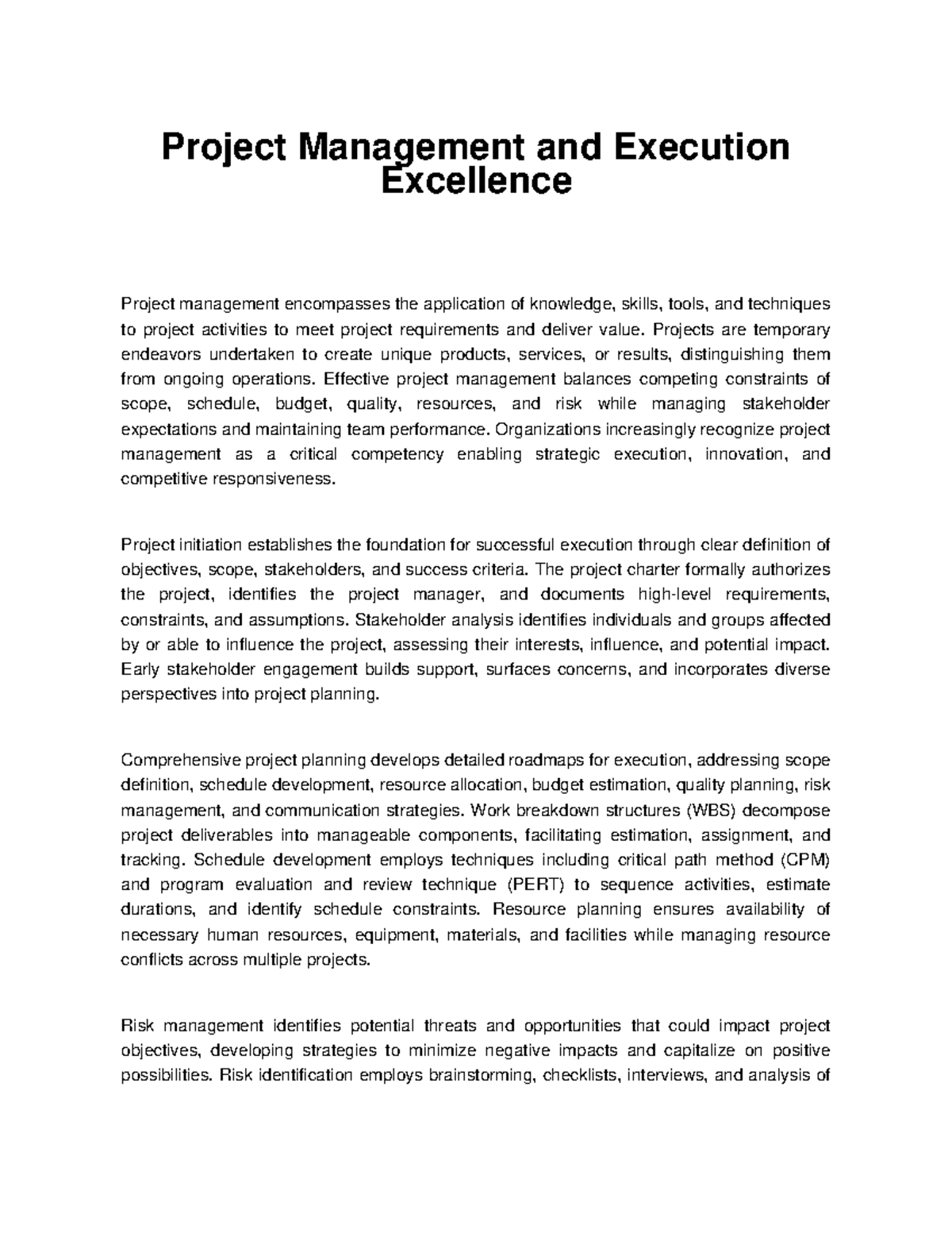 Project Management Excellence: Strategies for Successful Execution ...