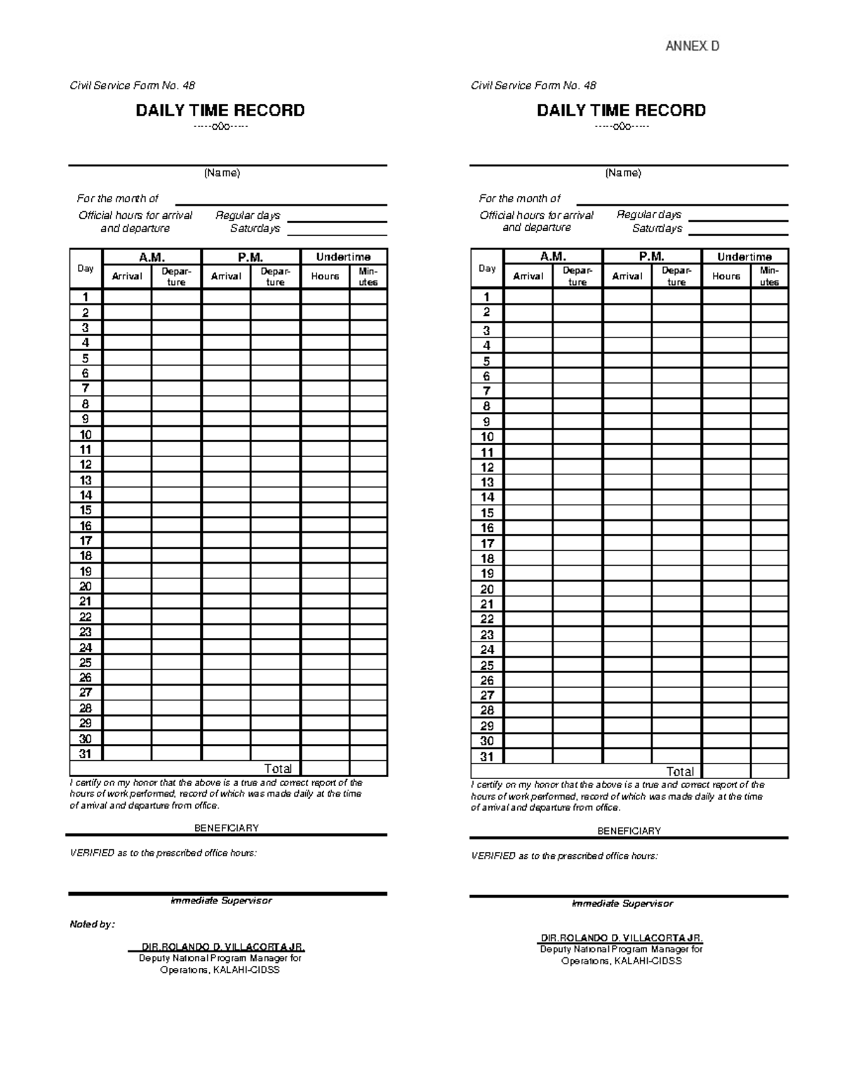 A4 (10) DTR DSWD - HAHAHAH - Civil Service Form No. 48 DAILY TIME ...