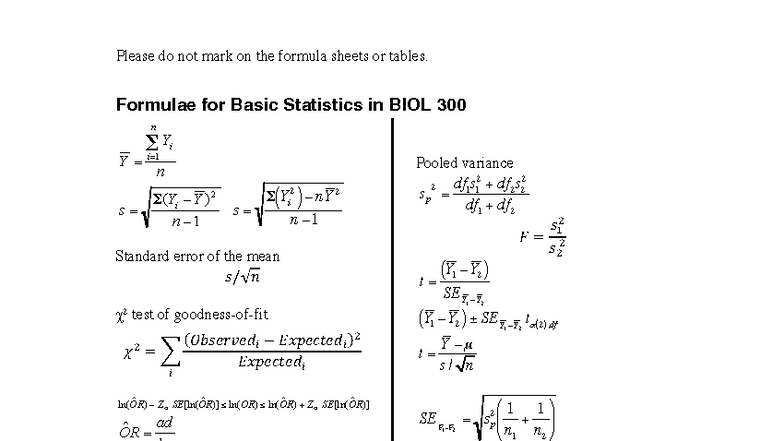 BIOL 300: Essential Formulae and Tables for Biomechanics - Studocu