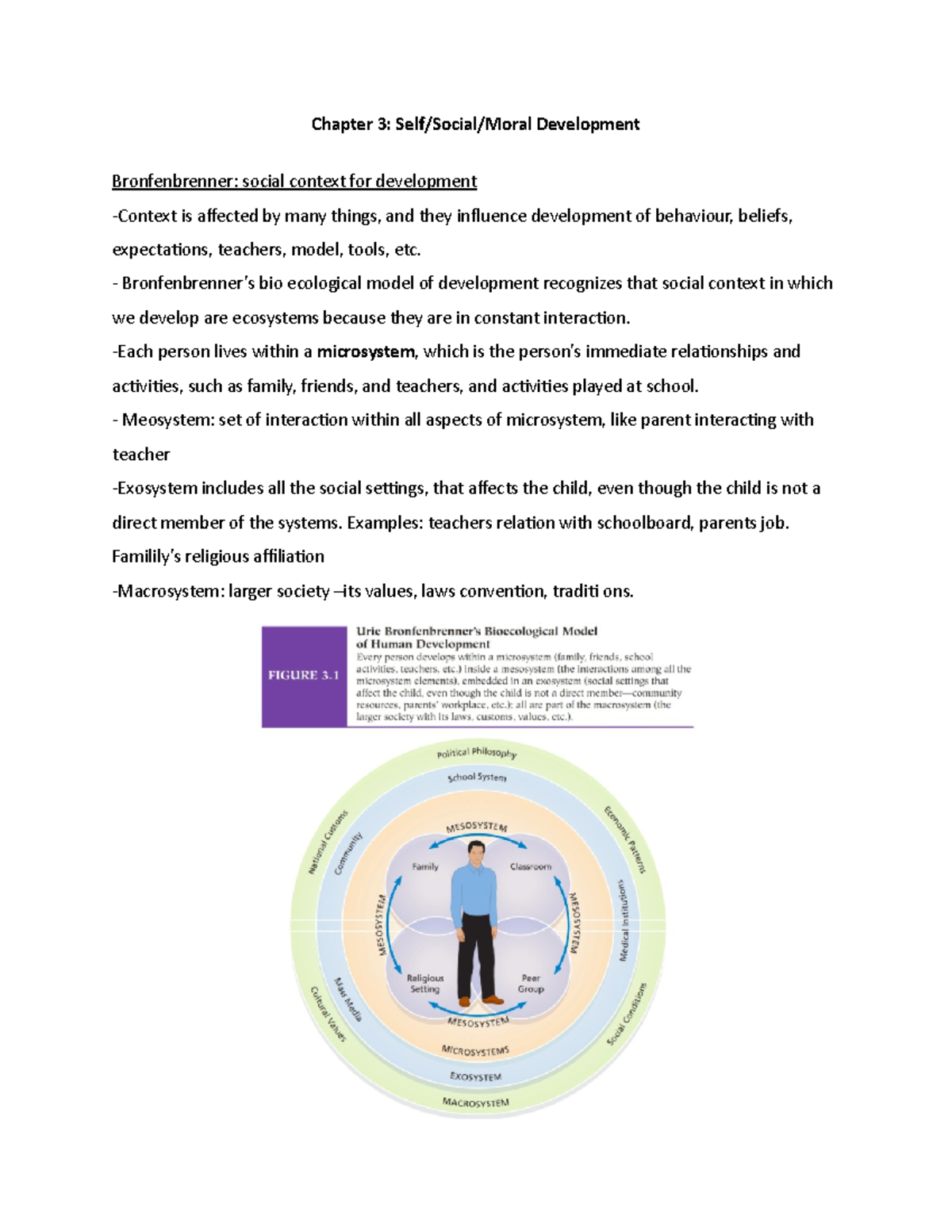 Chapter 3 - Self/Social/Moral Development Textbook Notes - Studocu