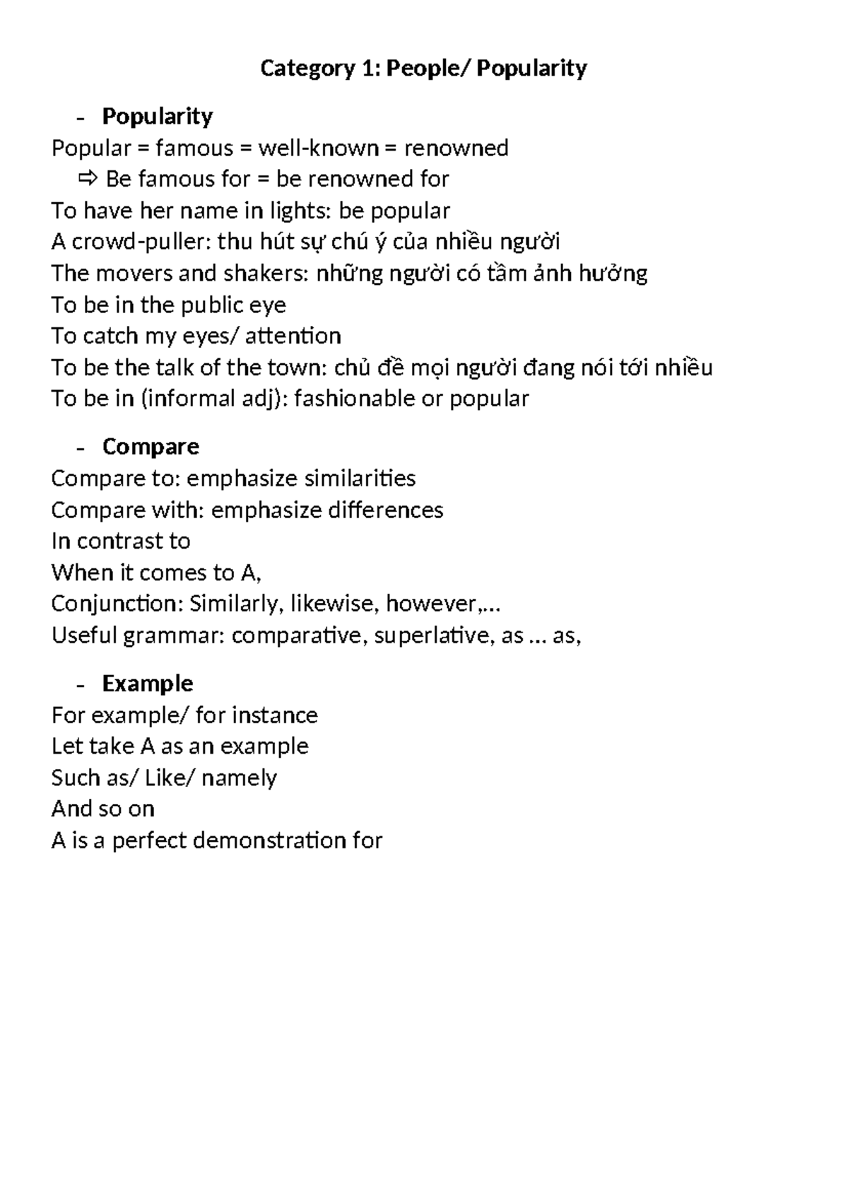 Speaking sample - Category 1: People/ Popularity - Popularity Popular ...