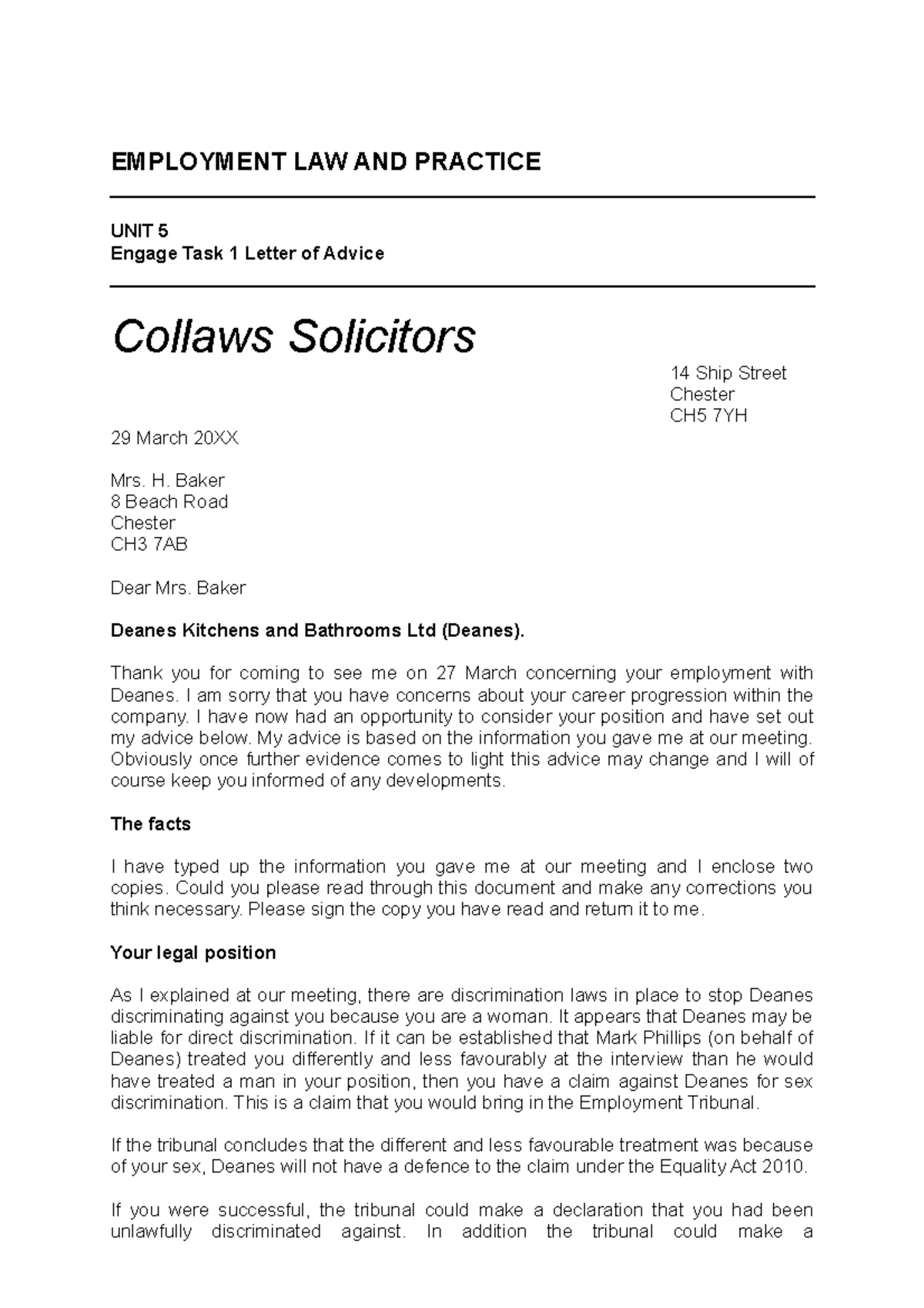 Letter Of Advice Format