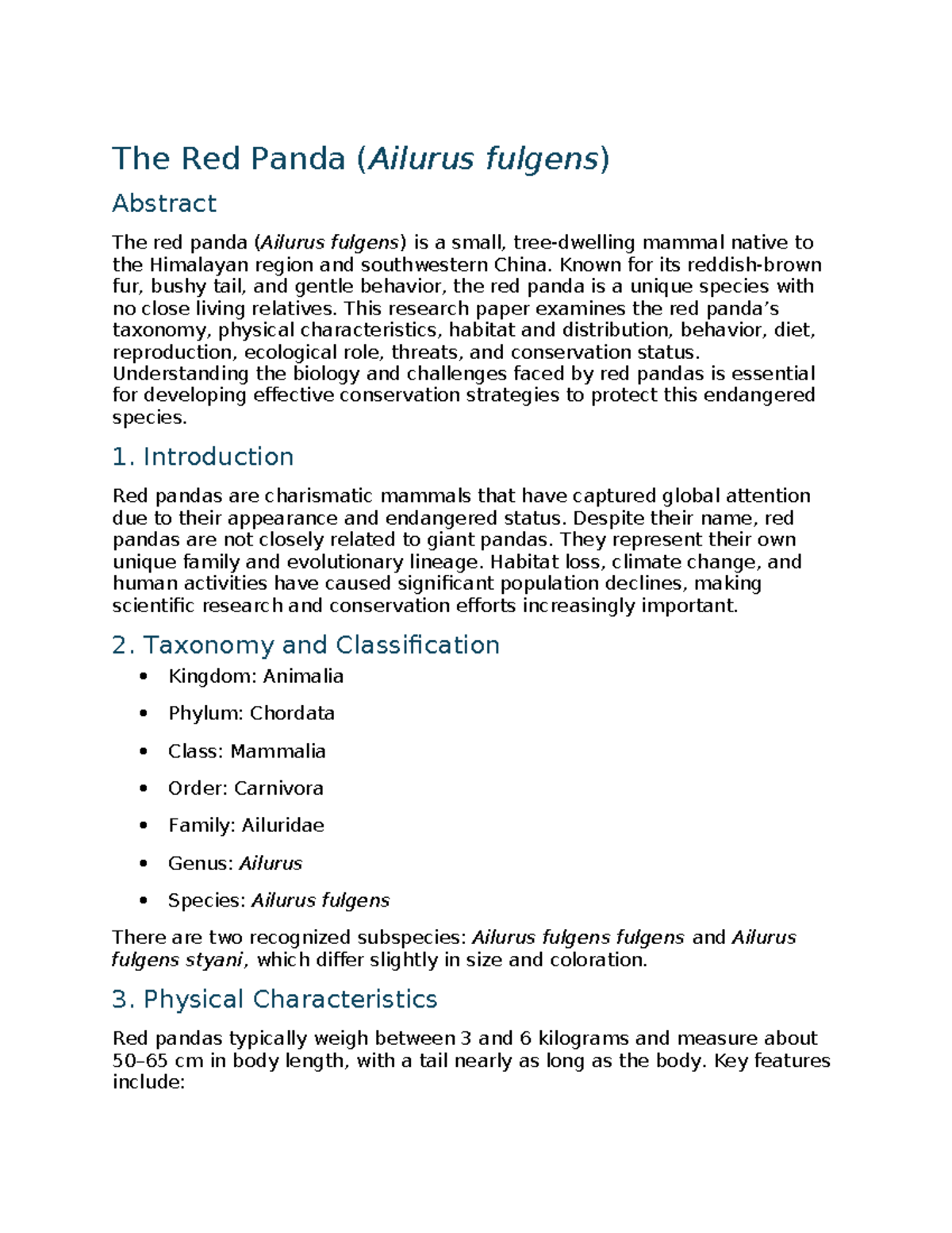 Red Panda (Ailurus fulgens) Study: Biology, Conservation & Ecology ...