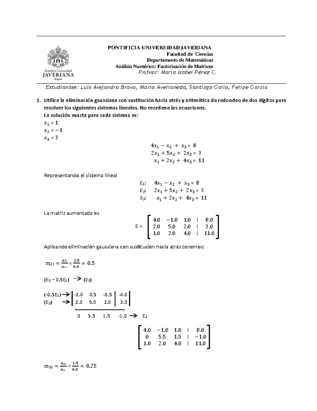 Taller de Factorización de Matrices - Análisis Numérico (MAT101) - Studocu