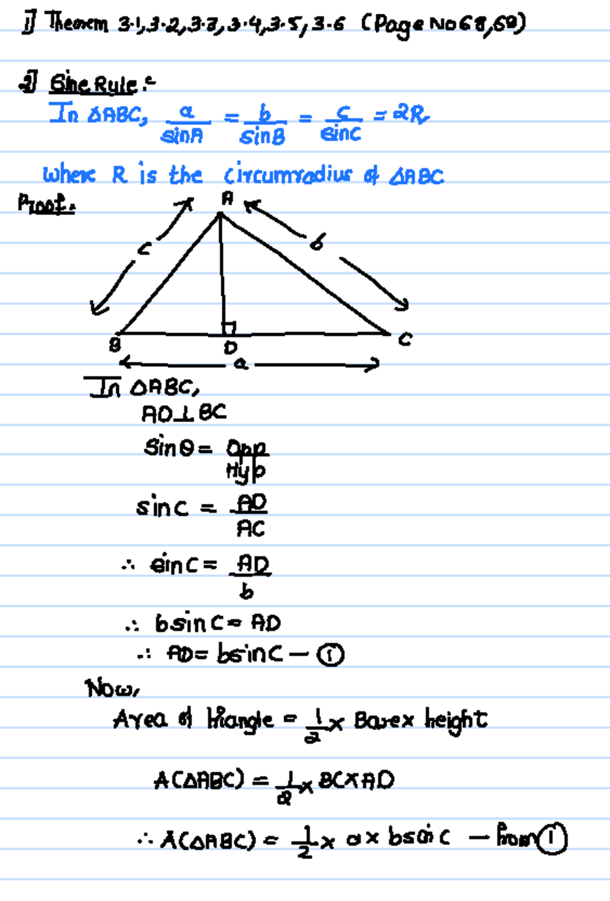 Trigonometric Functions Theorems - Theorem (Page NO 68,69) Sine Rule ...