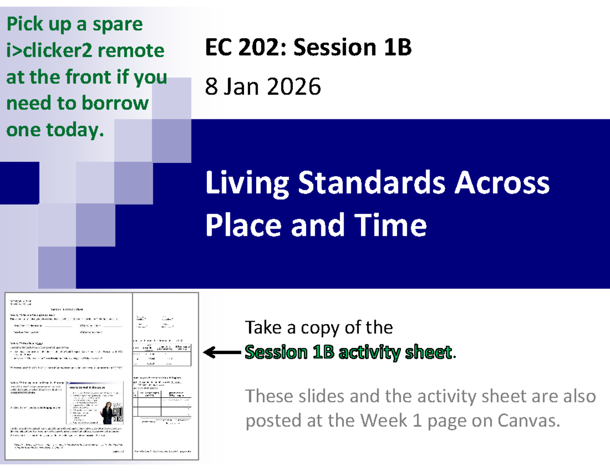 EC 202: Living Standards Lecture Notes - Session 1B - Studocu