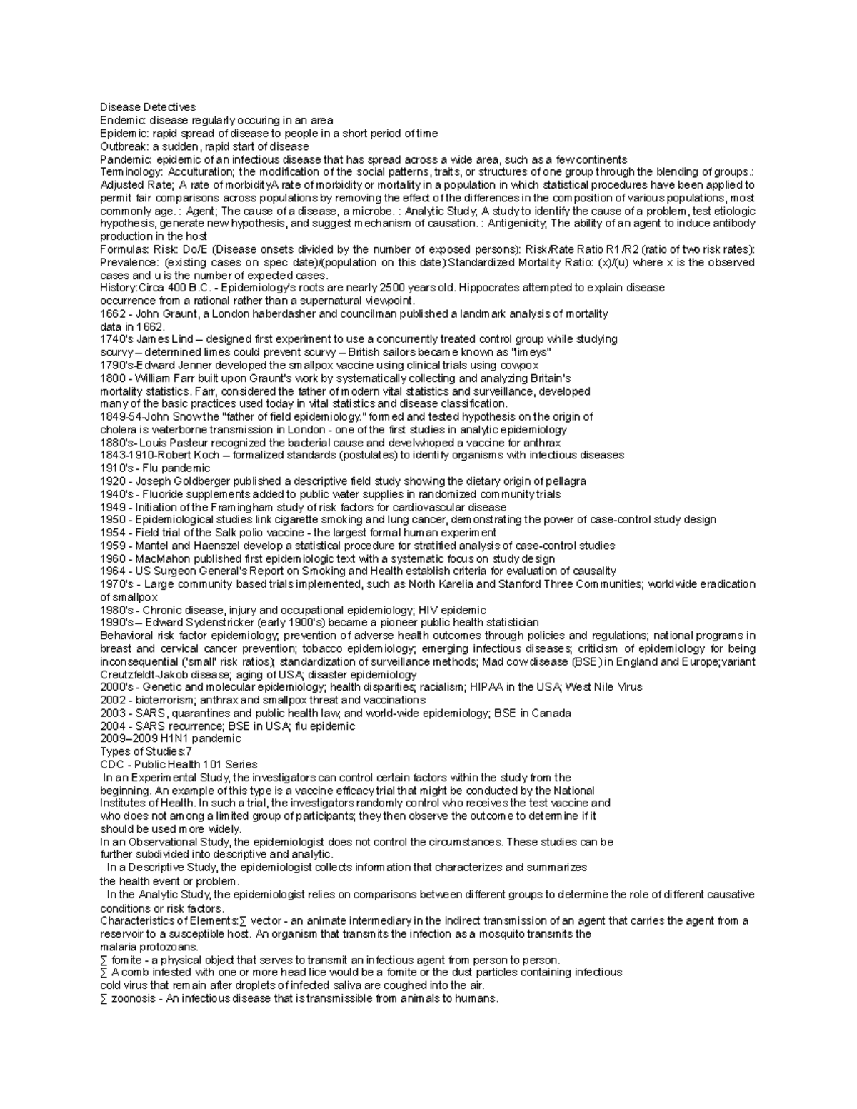 Disease Detectives Scioly Division B Study Guide - Studocu