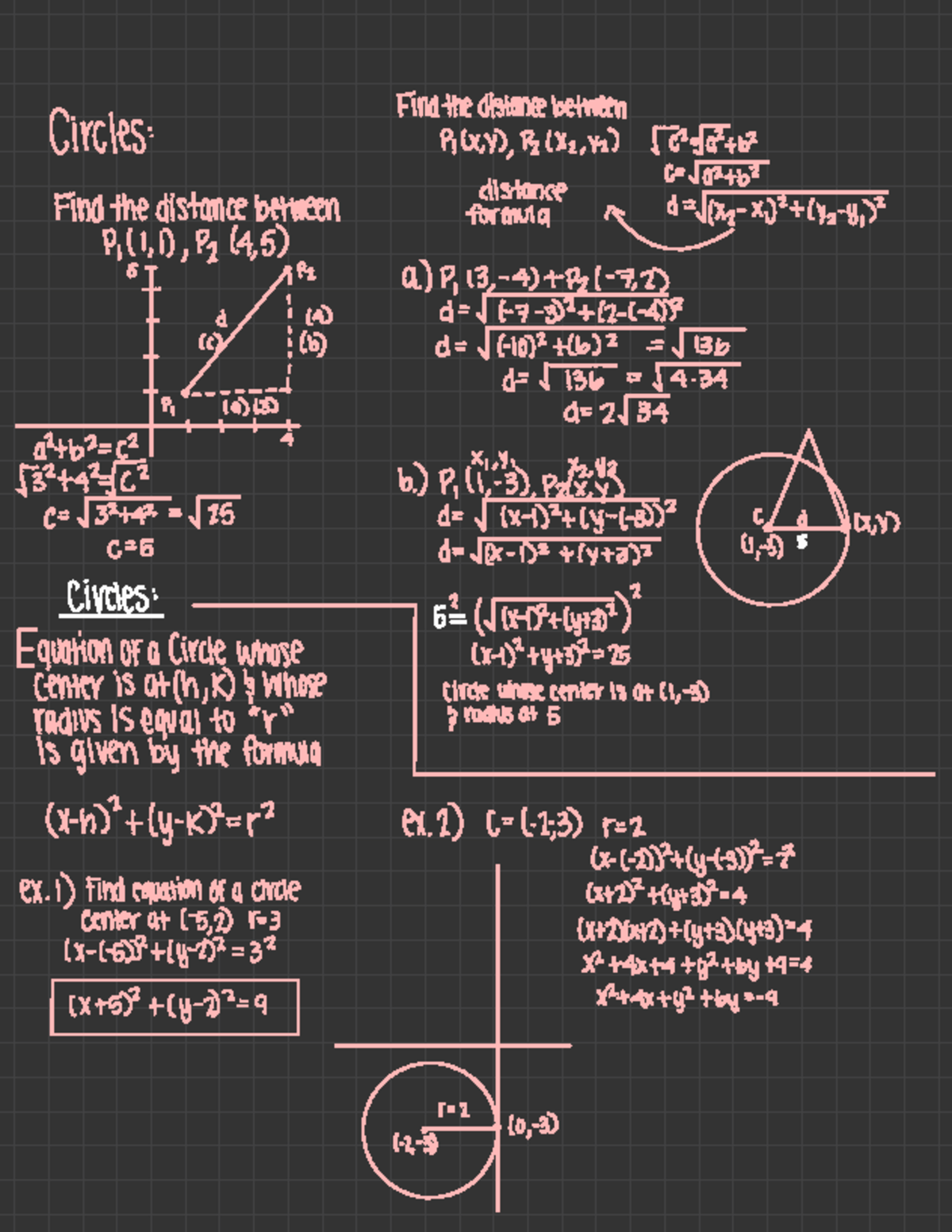 Algebra - Circles - In class lecture notes with practice problems and ...