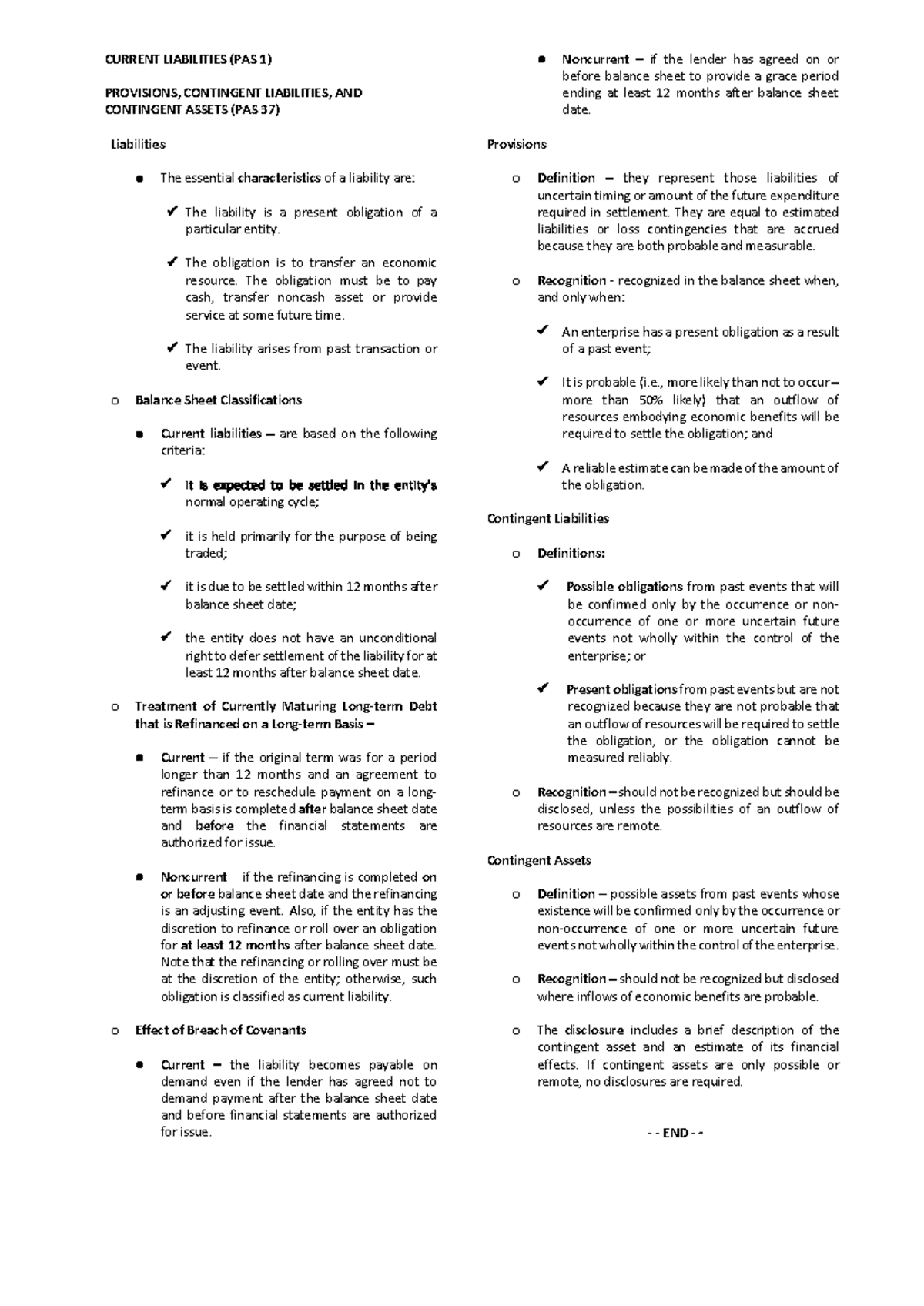 Current Liabilities Overview (PAS 1 & PAS 37) - Studocu