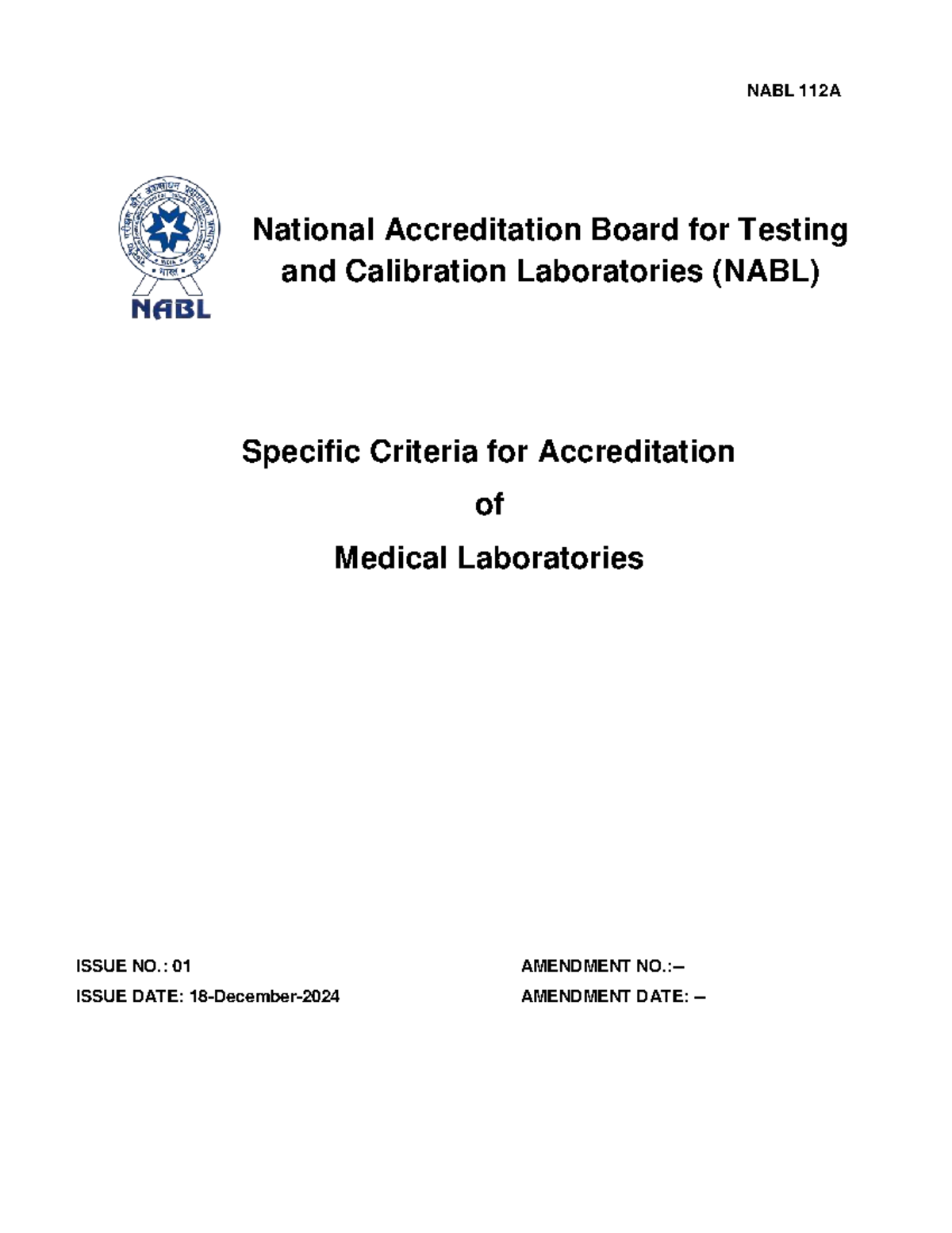 NABL 112A Specific Criteria for Medical Laboratory Accreditation - Studocu