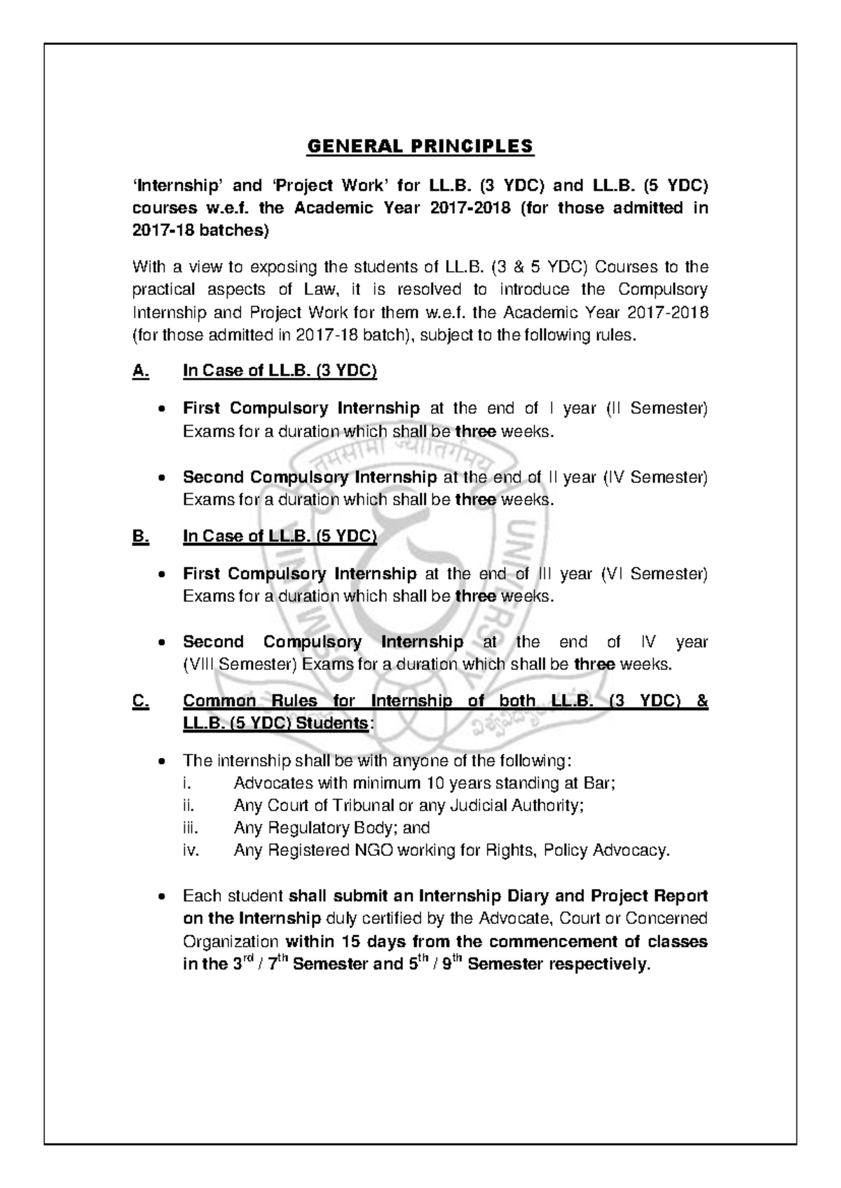 Internship Diary for LL. (3 & 5 YDC) - Academic Year 2017-18 - Studocu