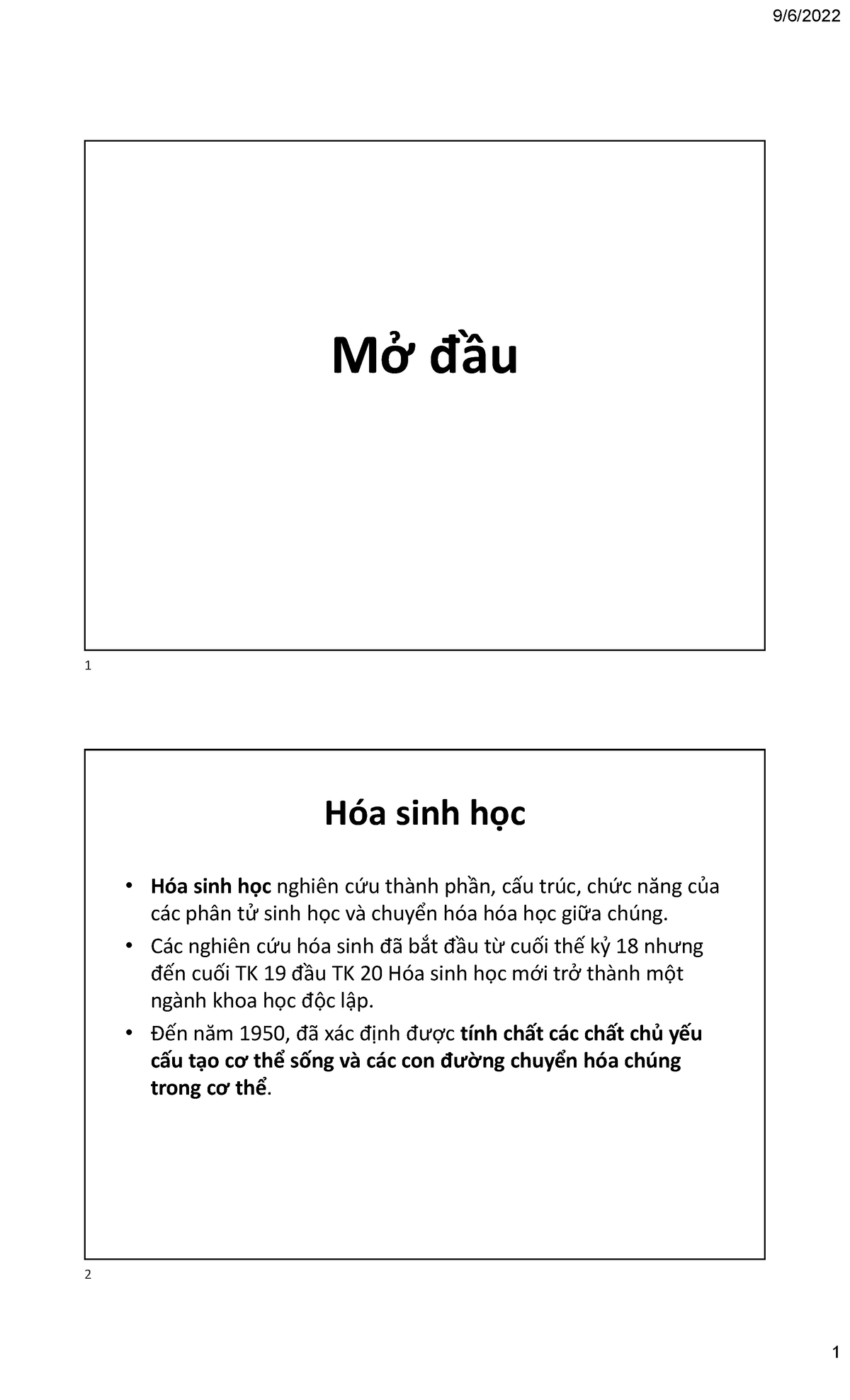 Chuong 1 Nước và dung dịch đệm 2022 - Mở đầu Hóa sinh học • Hóa sinh ...