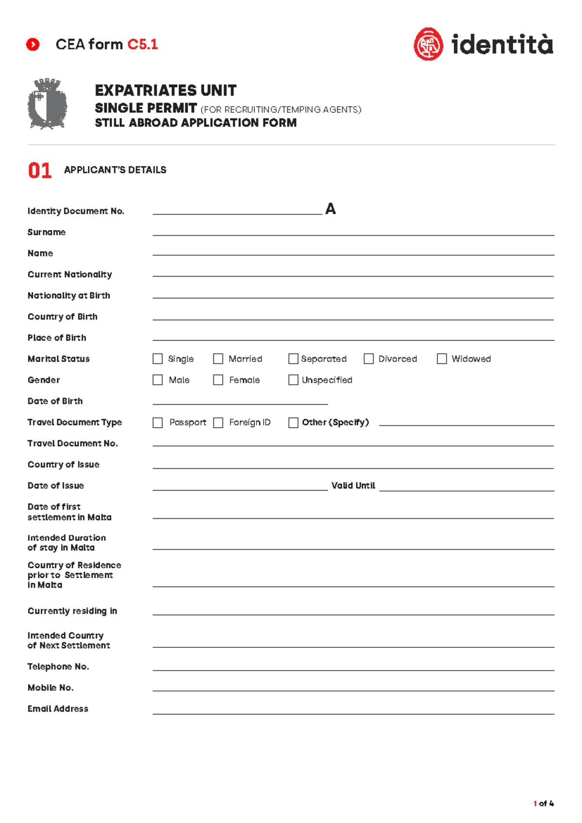 CEA Form C5.1 - Expatriates Unit Single Permit Application Guide - Studocu