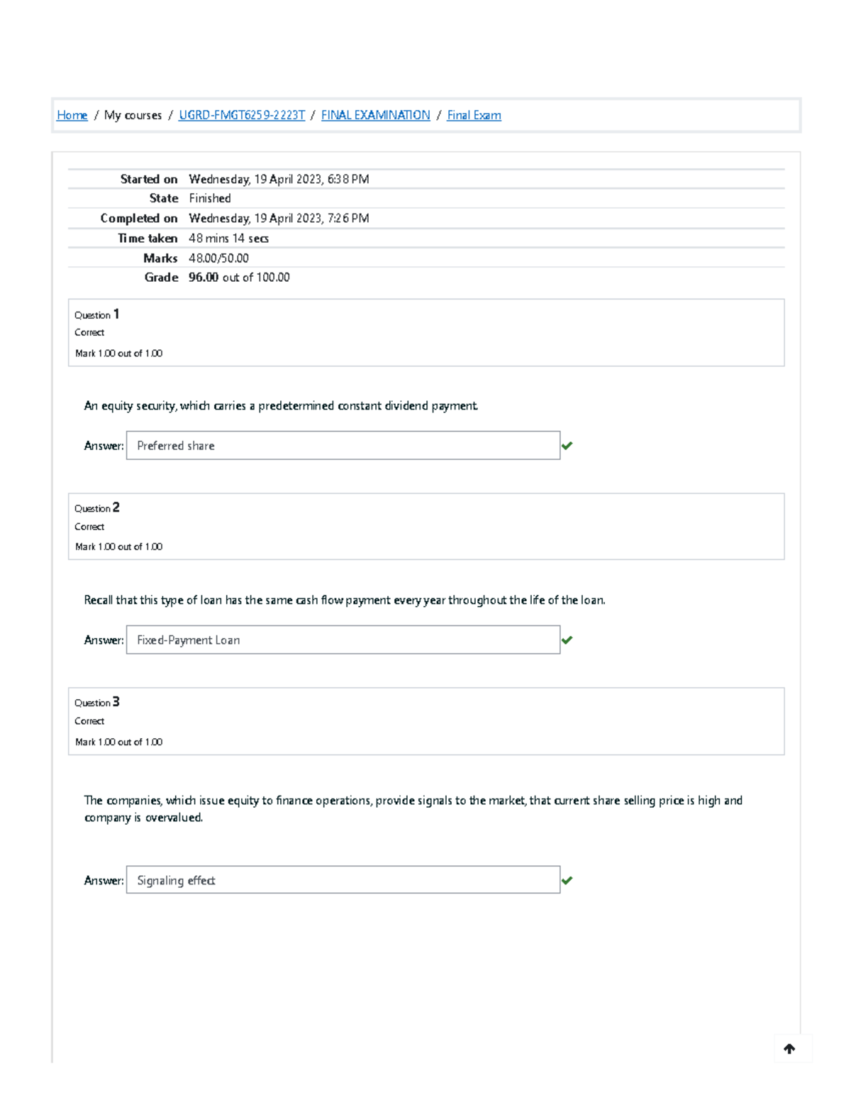 UGRD-FMGT6259-2223T Final Exam: Financial Markets Insights and Answers - Studocu