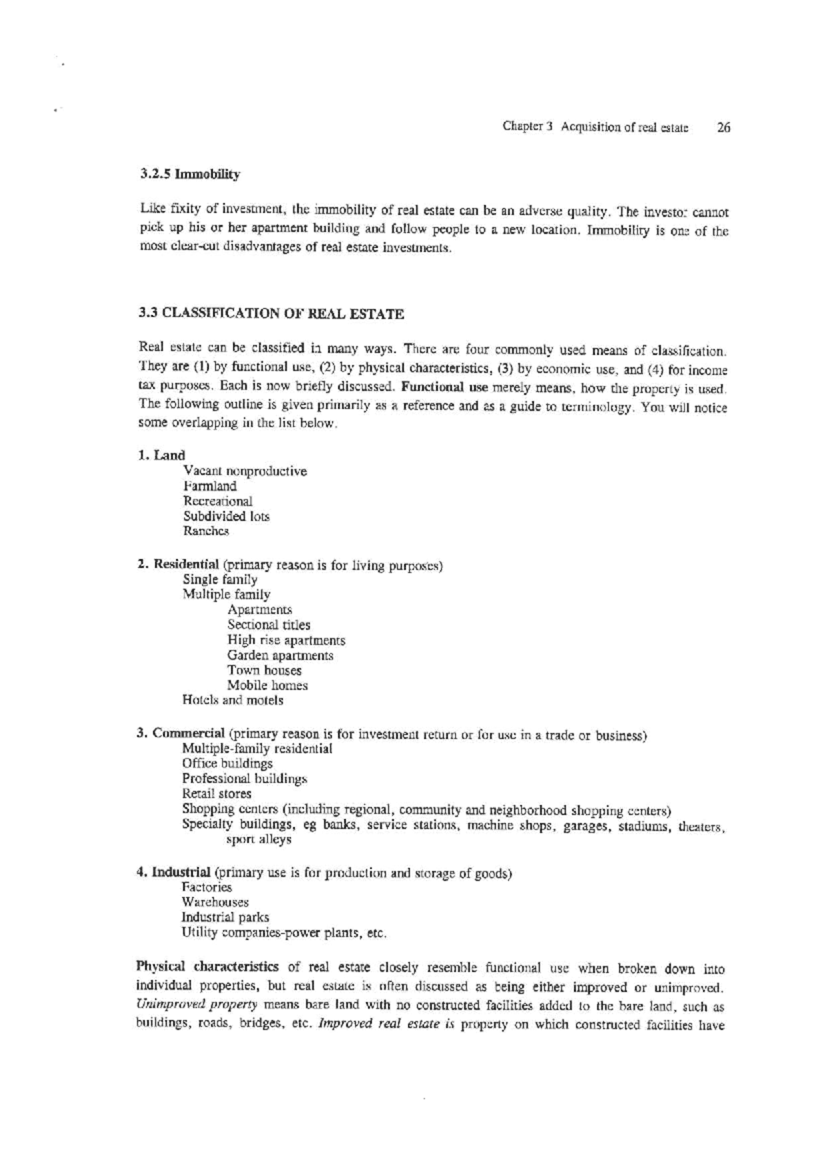 Chapter 3 - Acquisition of Real Estate: Key Concepts and Analysis - Studocu