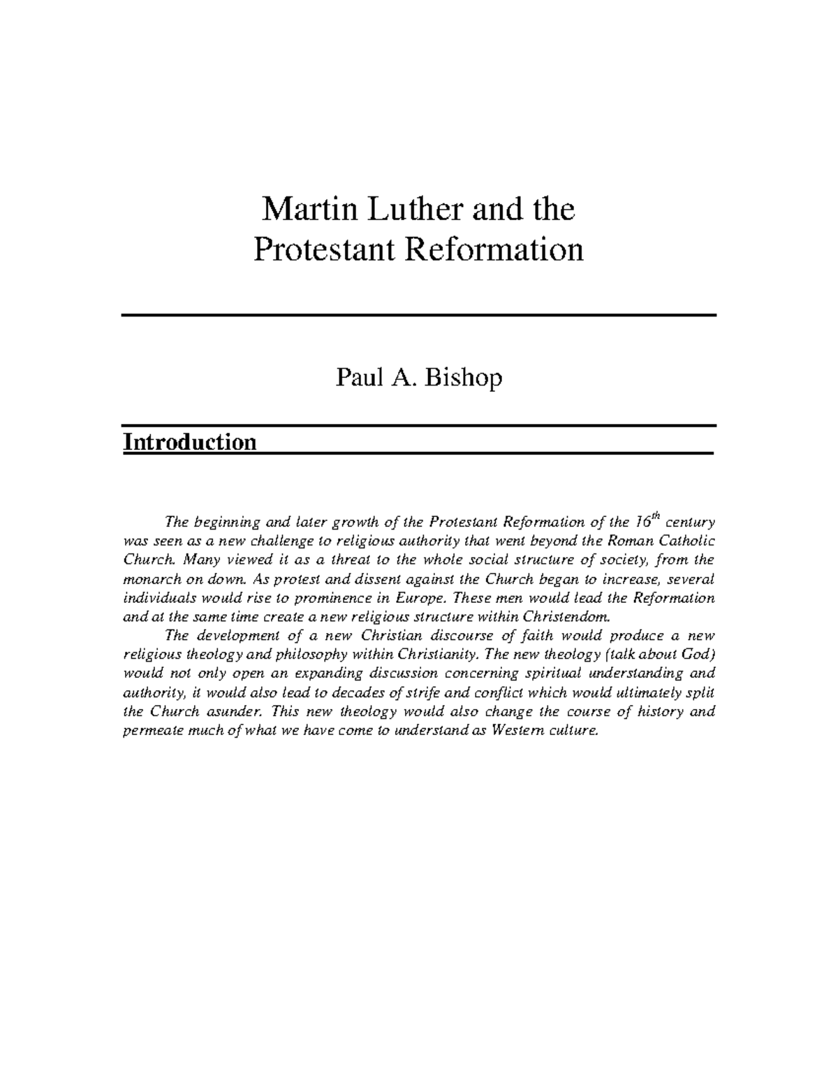 Martin Luther & the Protestant Reformation: A Comprehensive Study - Studocu