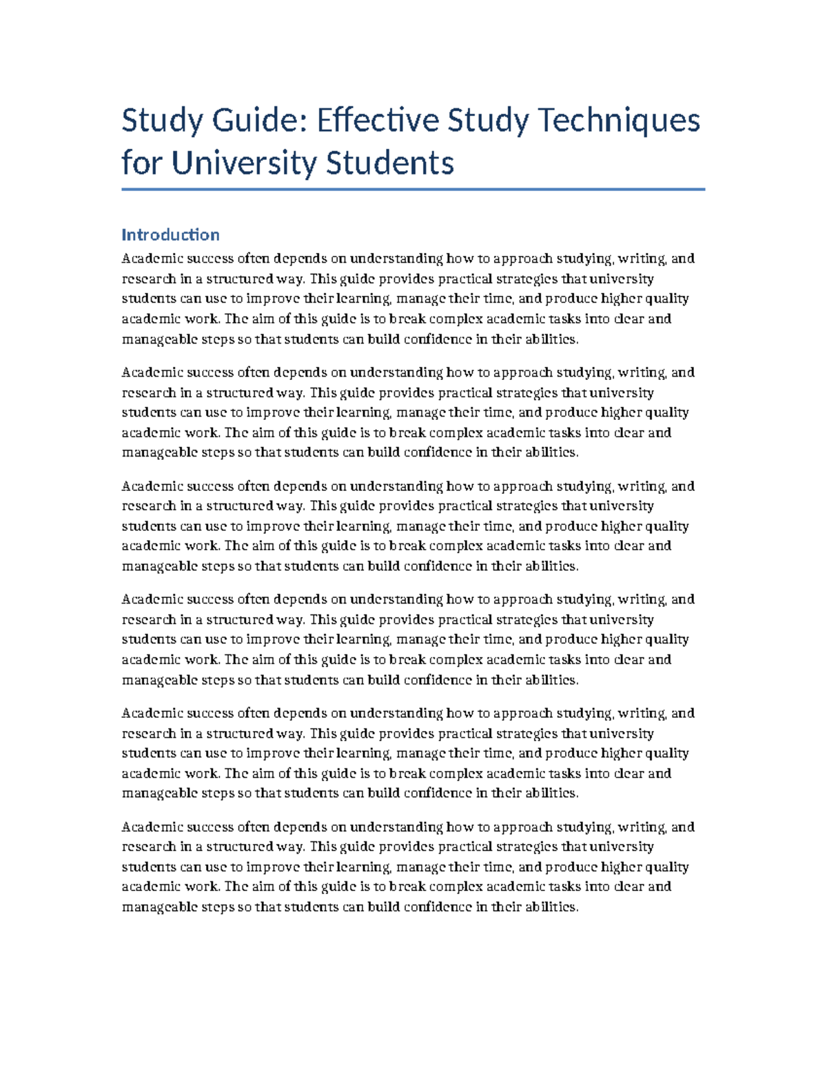 Study Guide: Effective Study Techniques for University Success - Studocu