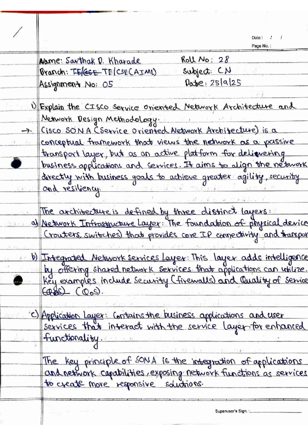 CN 05 Assignment 5: Service-Oriented Network Architecture Notes - Studocu