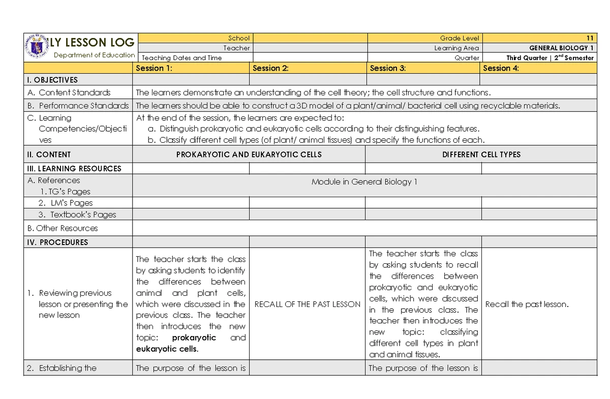 Science 10 Detailed Lesson Plan: Understanding Biomolecules and ...