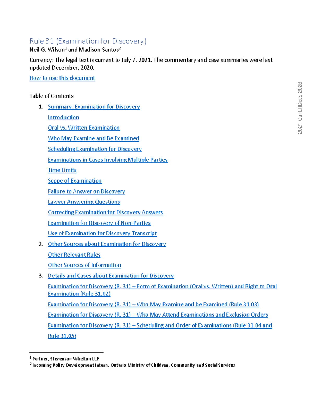 Rule 31 - Examination for Discovery Overview and Key Considerations ...